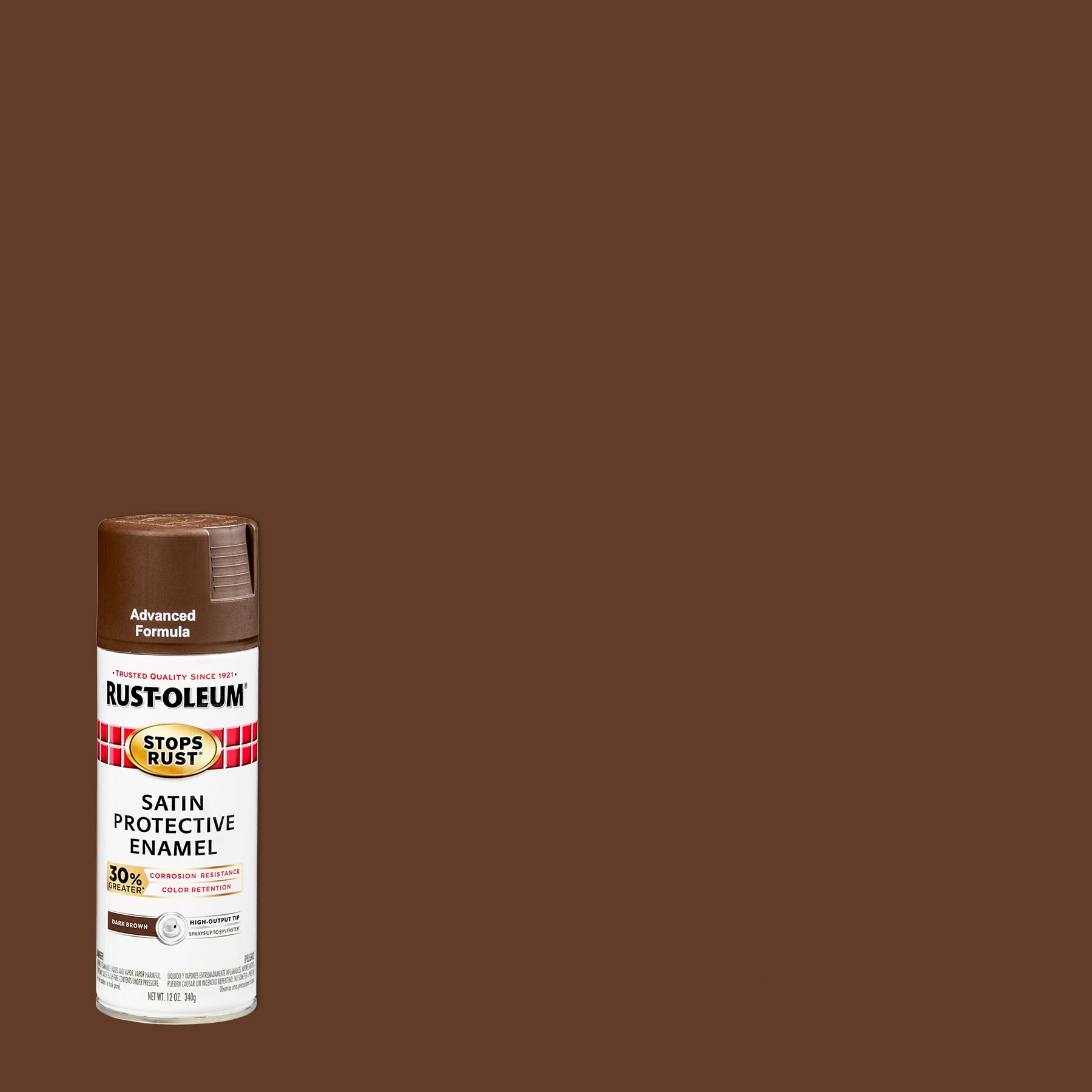 Dark Brown, Rust-Oleum Stops Rust Advanced Satin Spray Paint, 12 oz ...