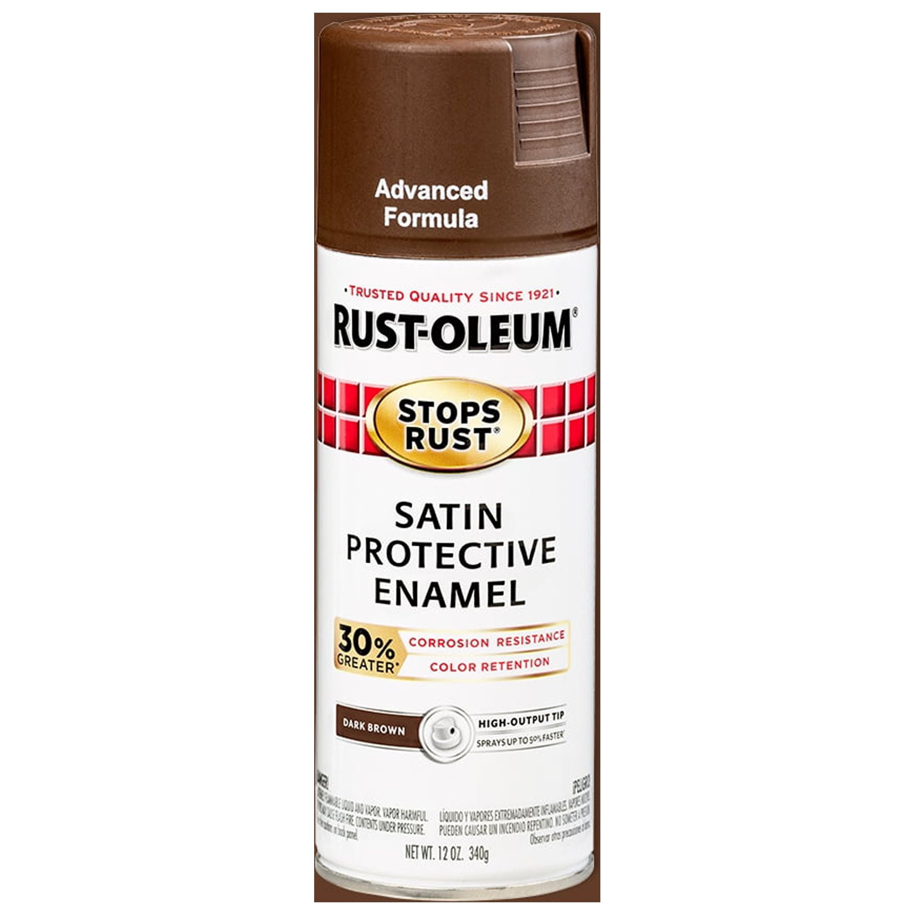 Dark Brown, Rust-Oleum Stops Rust Advanced Satin Spray Paint, 12 oz ...
