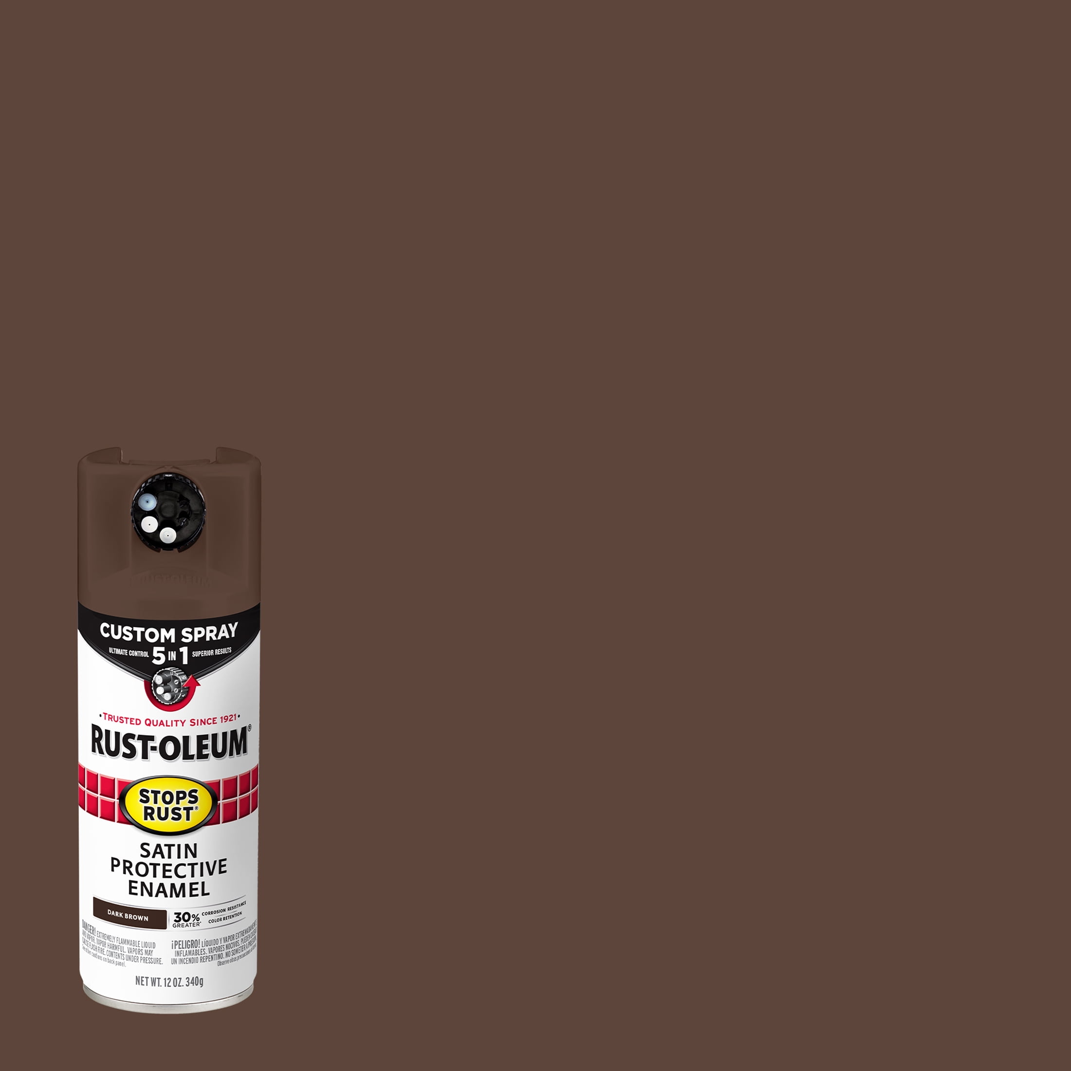 Dark Brown, Rust-Oleum Stops Rust Custom Sprays 5 in 1 Satin Spray ...