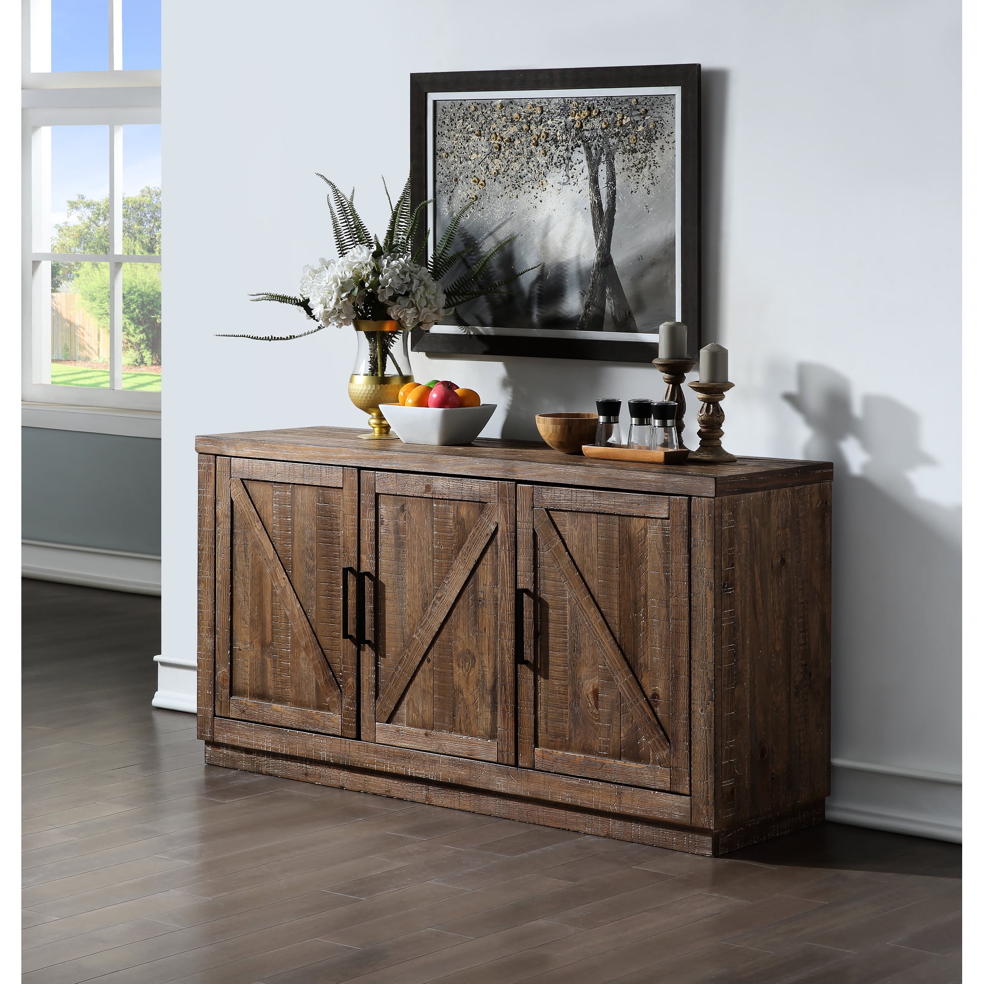Dark Brown Server - Barn Door Elevates Modern Ranch Design Pine Solids ...