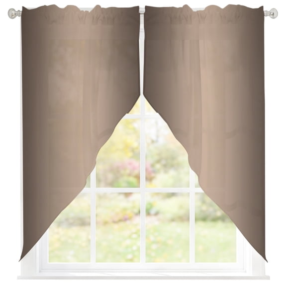Dark Brown Sheer Curtains Swag Valances for Windows Ombre Solid Color ...