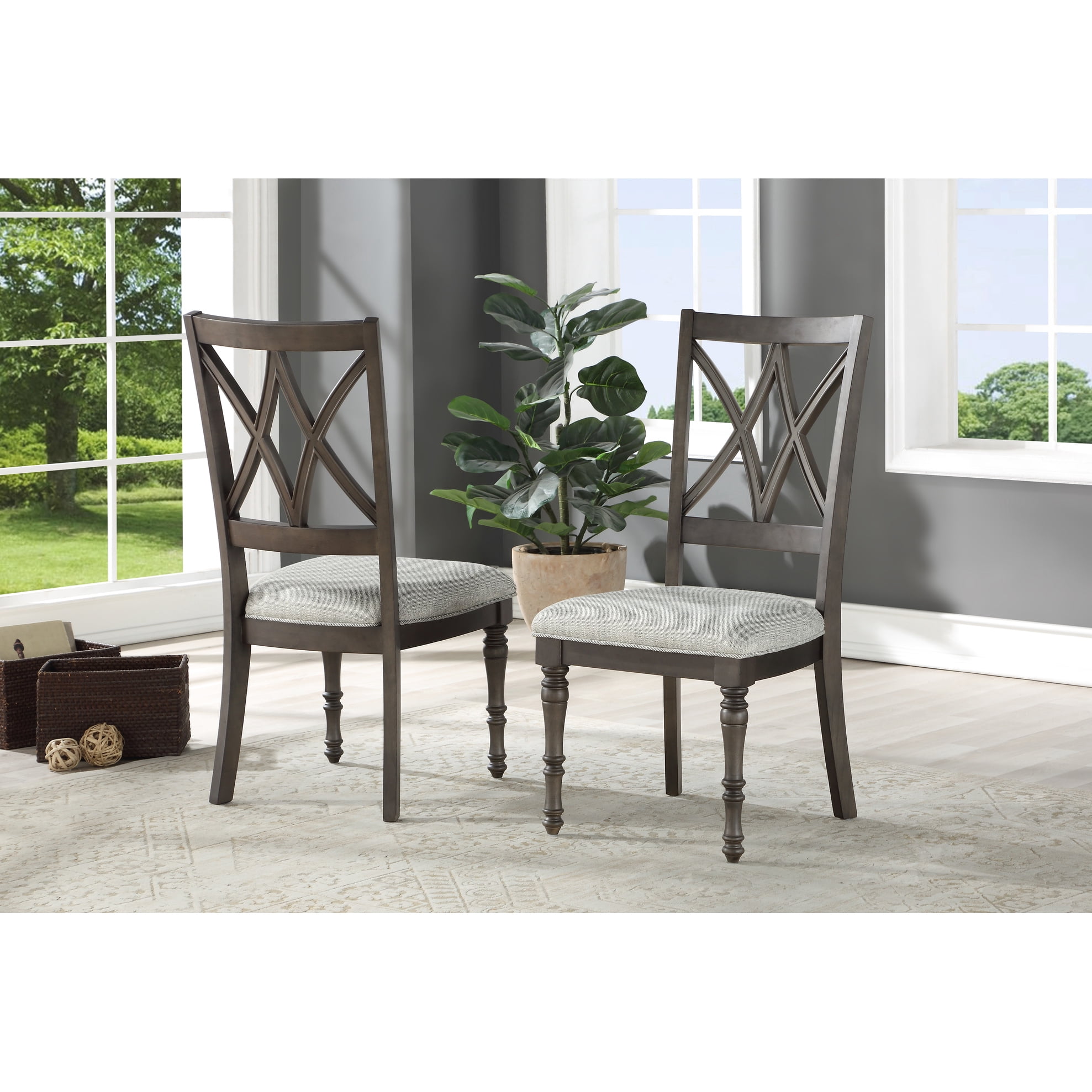 Dark Brown Side Chairs ( Of 2), Asian Hardwood Solids, Oak Veneers ...