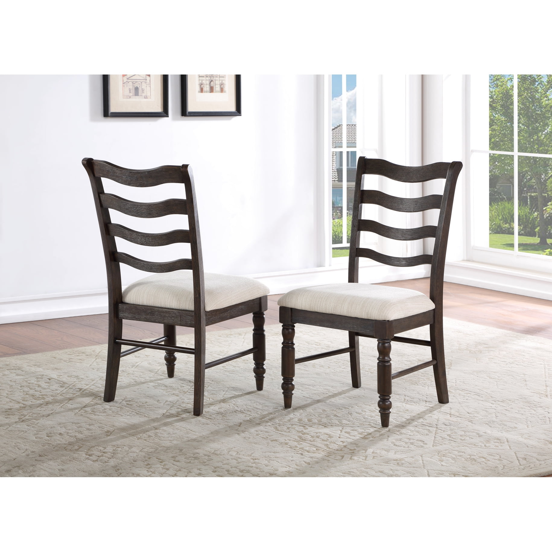 Dark Brown Side Chairs (2pc) - Stable Structure With 2 Chair Grouping ...