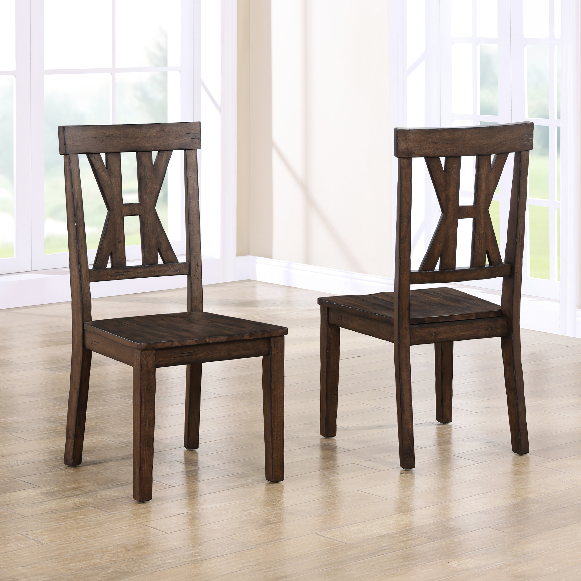 Dark Brown Side Chairs ( Of 2) - Solid Construction With Corner Blocks ...