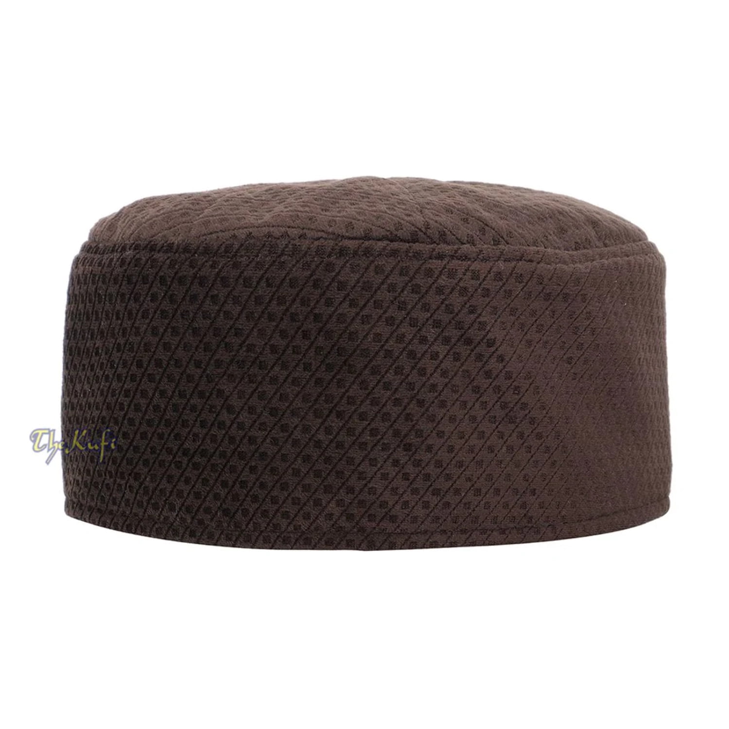 Dark Brown Smooth Velvet Semi-Rigid Kufi Hat Turkish Takke Prayer Cap ...