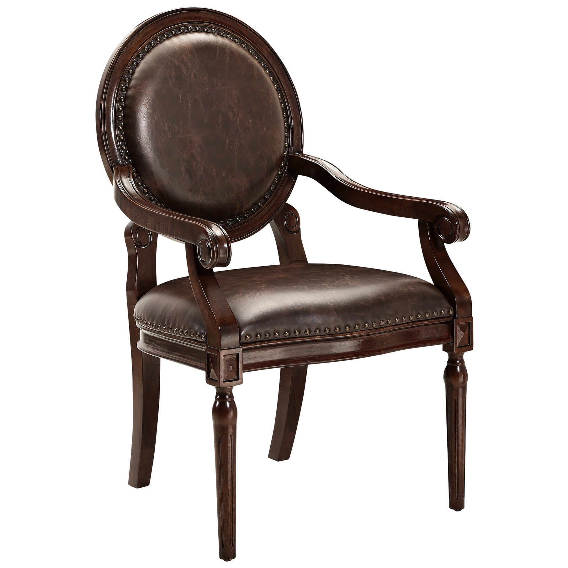 Dark Brown Solid Wood Armchair / Office Desk Companion / 19.5" Seat ...