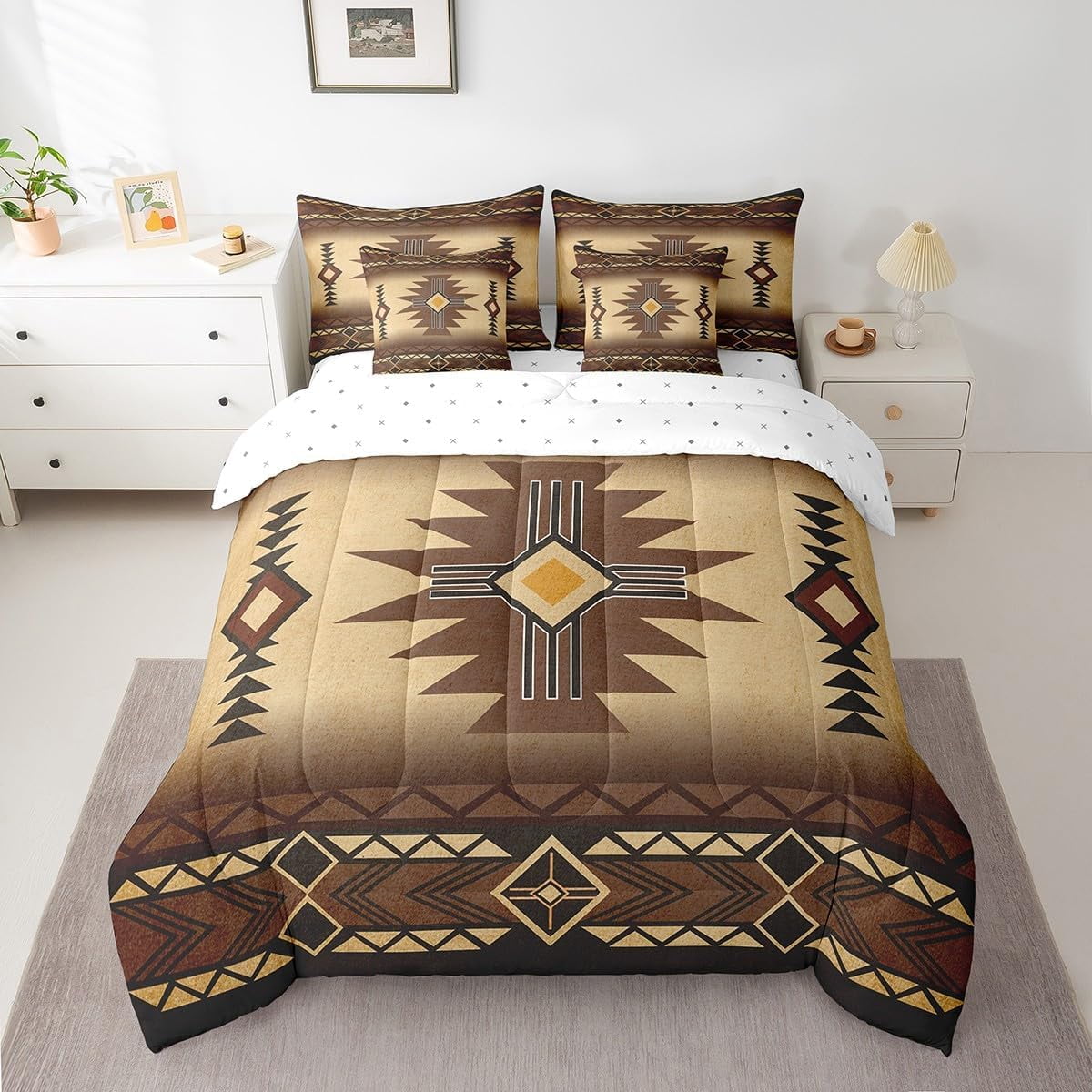 Dark Brown Southwestern Comforter Set Rustic Farmhouse Western Bedding ...