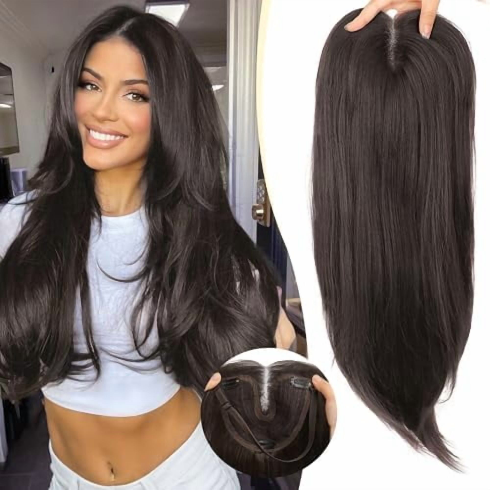 Dark Brown Synthetic Hair Toppers for Women with Thinning 360? Cover ...