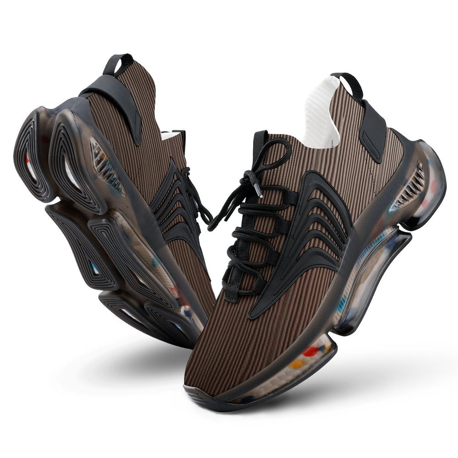 Dark Brown Vertical Stripes Walking Shoes for Men Woman Lightweight ...