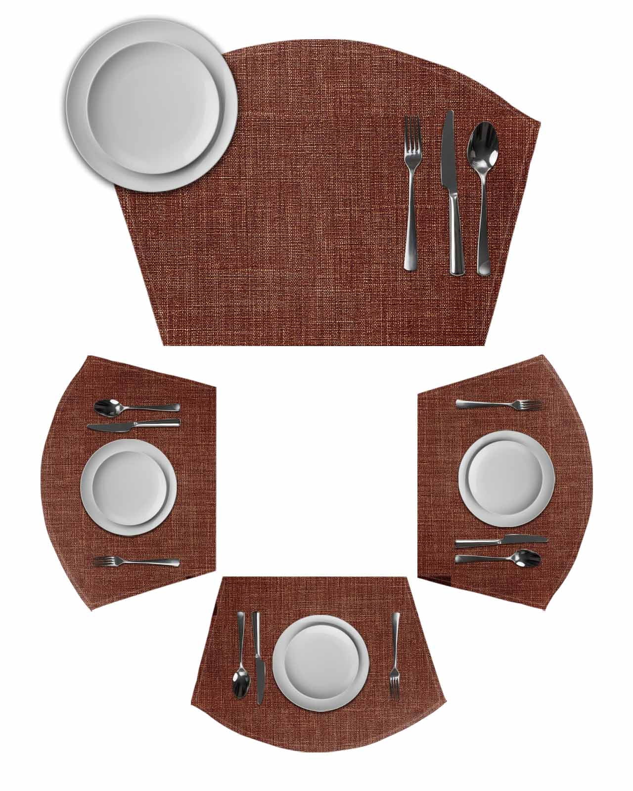 Dark Brown Wedge Shaped Placemats Set of 2, Cotton Linen Fan Place Mats ...