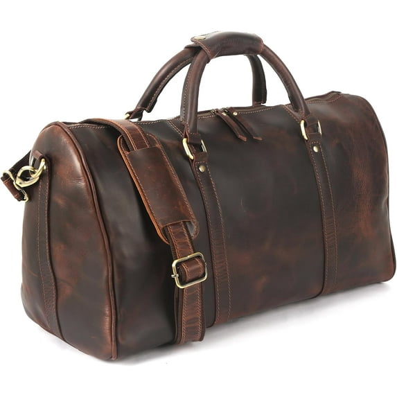 Dark Brown Weekender Leather Travel and Duffel Bag, Full Grain Leather ...