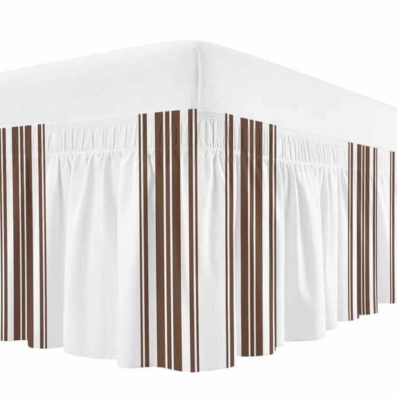 Dark Brown and White Striped Bed Skirt California King Size 16 Inch ...