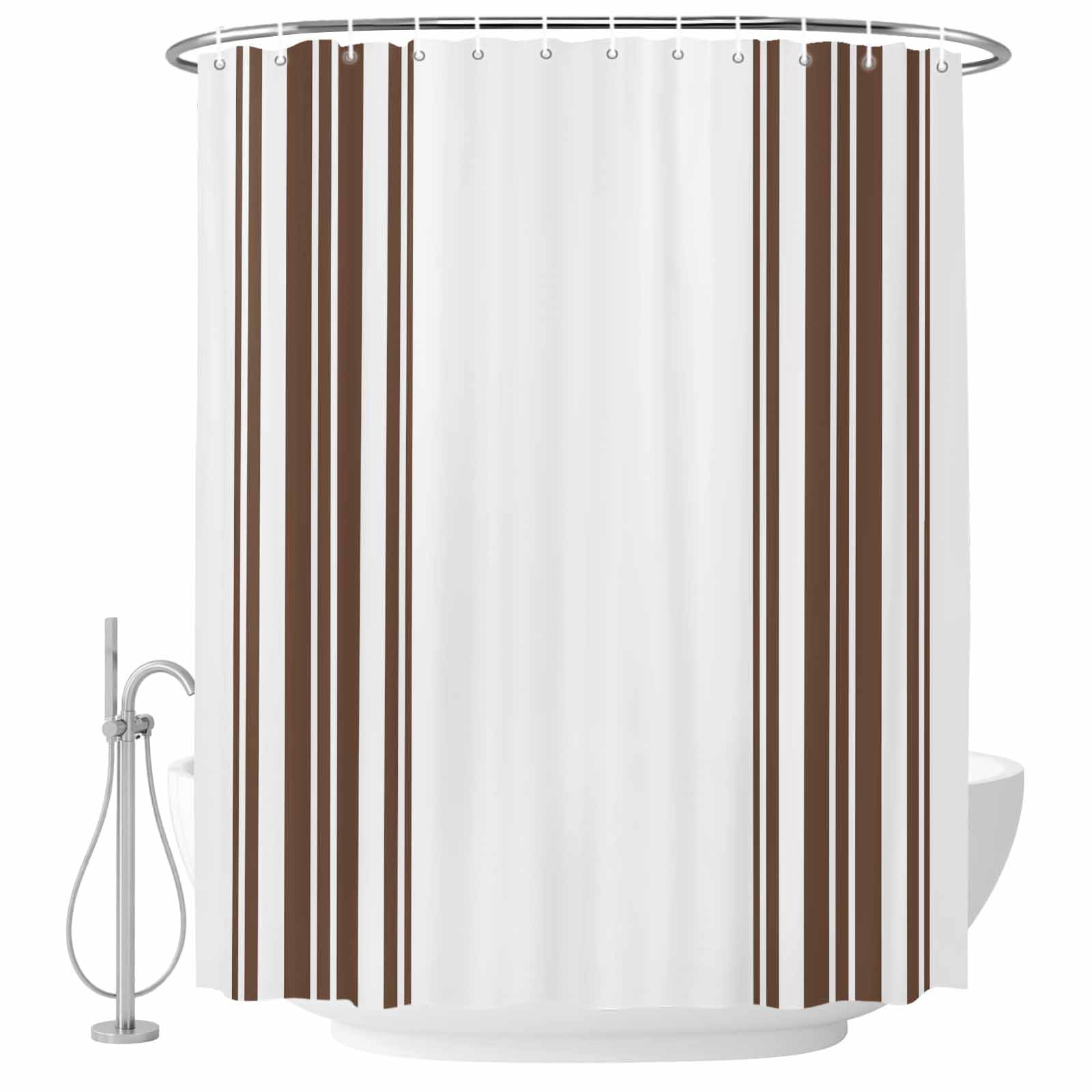 Dark Brown and White Striped Shower Curtain for Bathroom, Modern ...