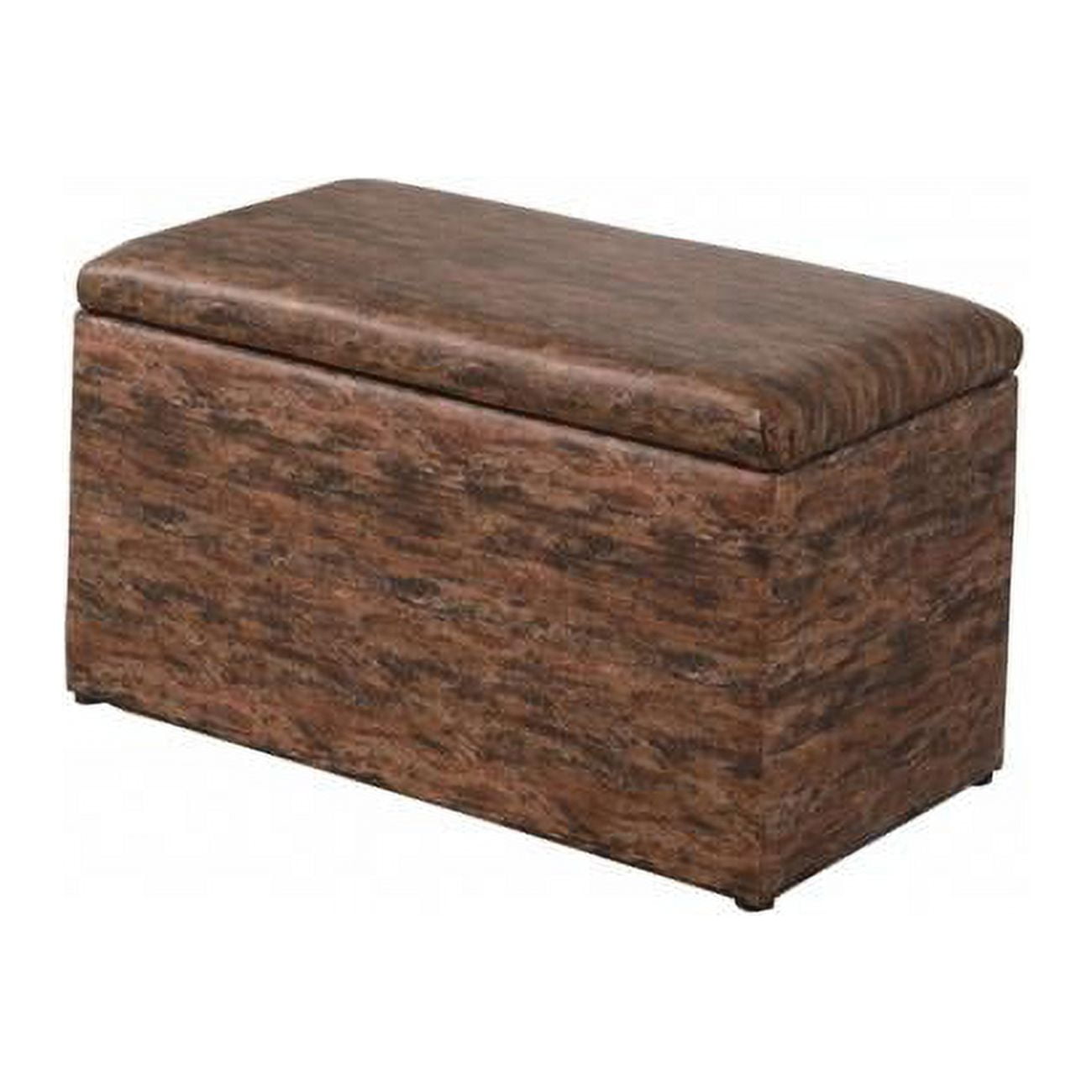 Dark Brown Wood Grain Faux Leather Storage Bench & Ottoman - Walmart.com