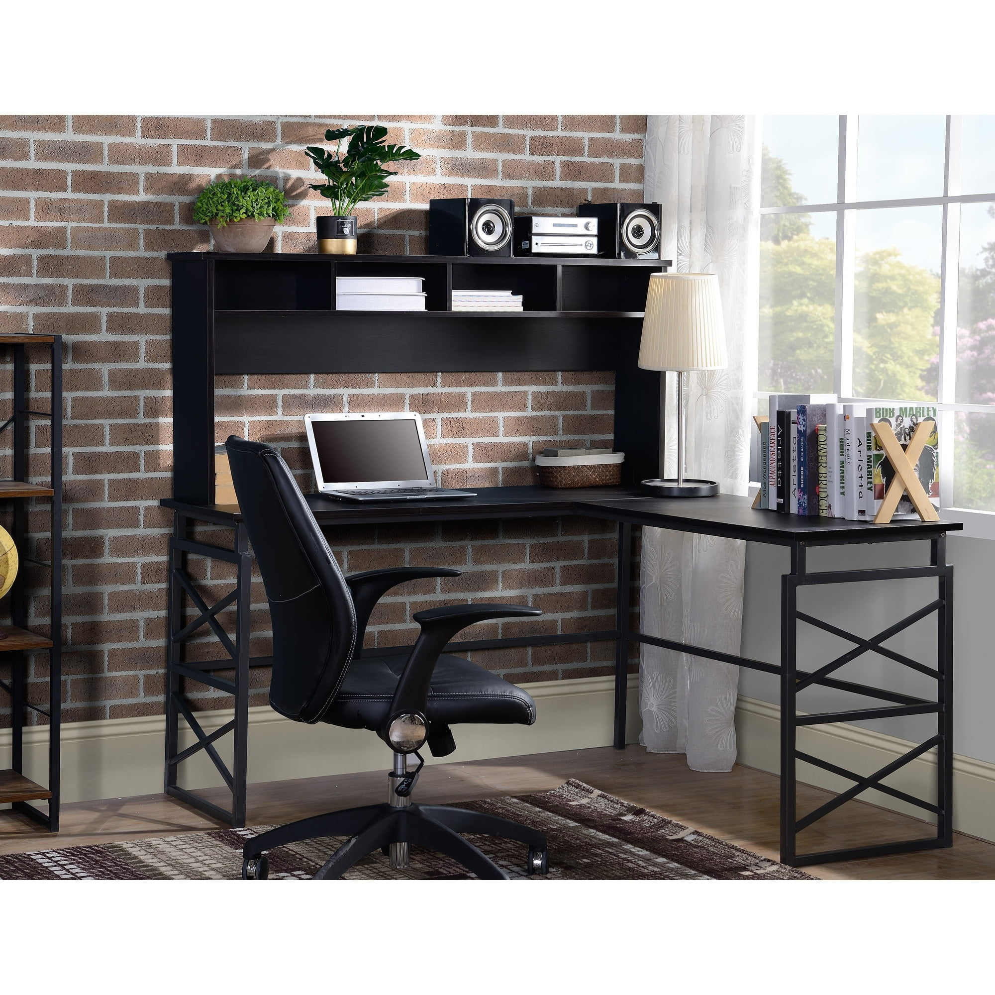Dark Brown Wood L-shape Desk - Walmart.com