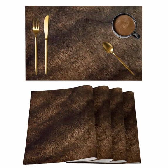 Dark Brown Wood Texture Cotton Linen Placemats Set of 8, Vintage ...