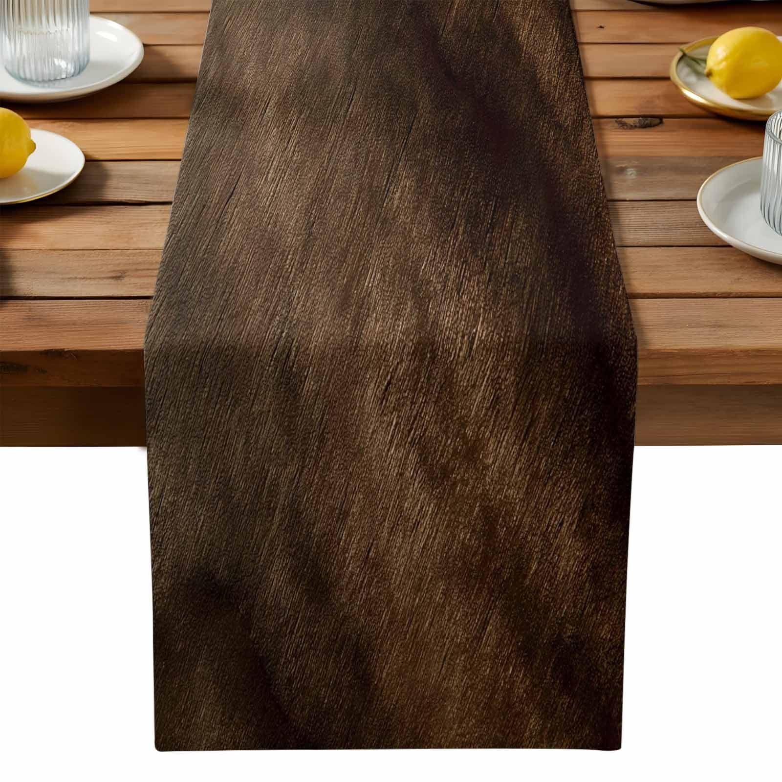 Dark Brown Wood Texture Table Runner, Vintage Farmhouse Ombre Wood ...