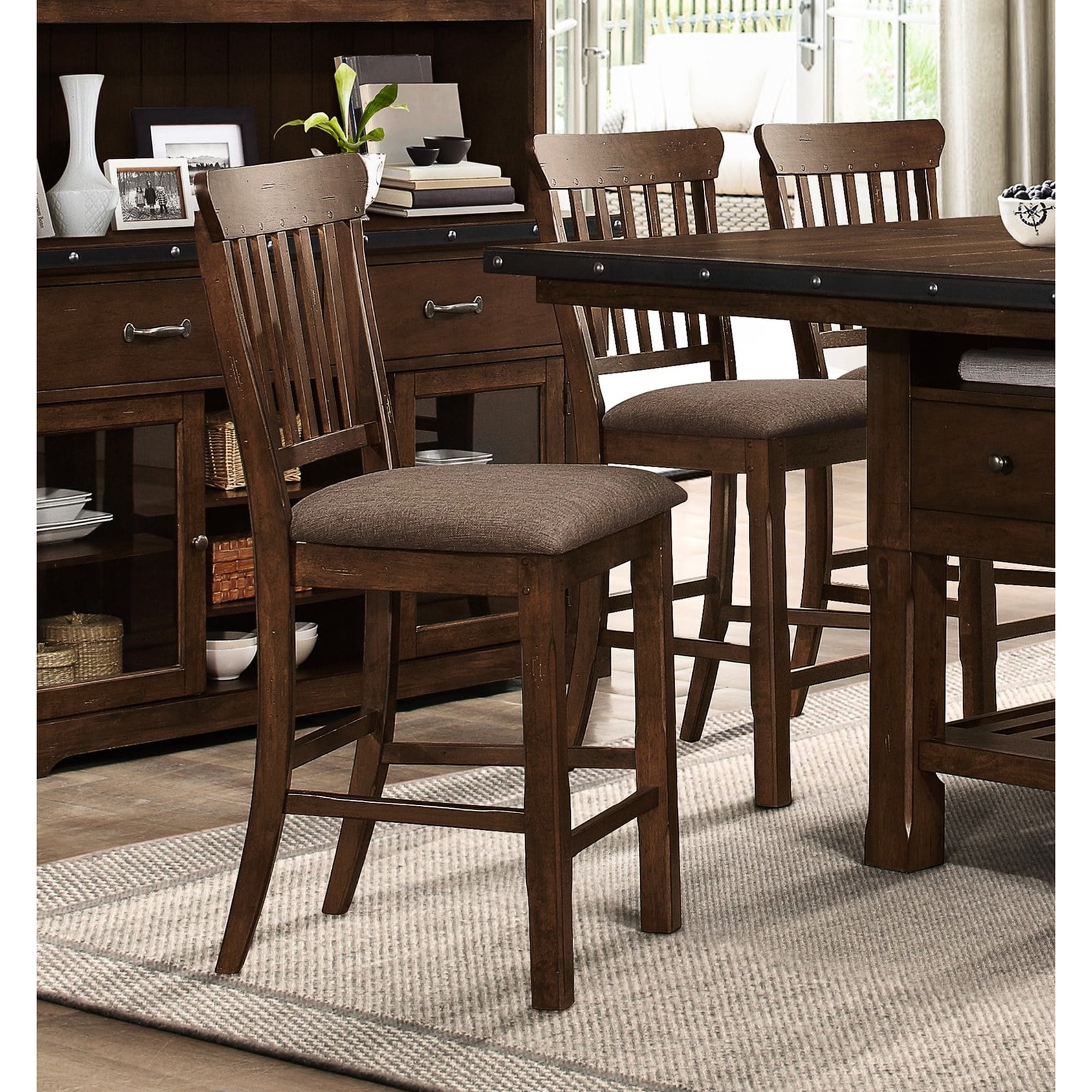 Dark Brown Wooden Counter Height Chair Set (2 units) | Simple Assembly ...