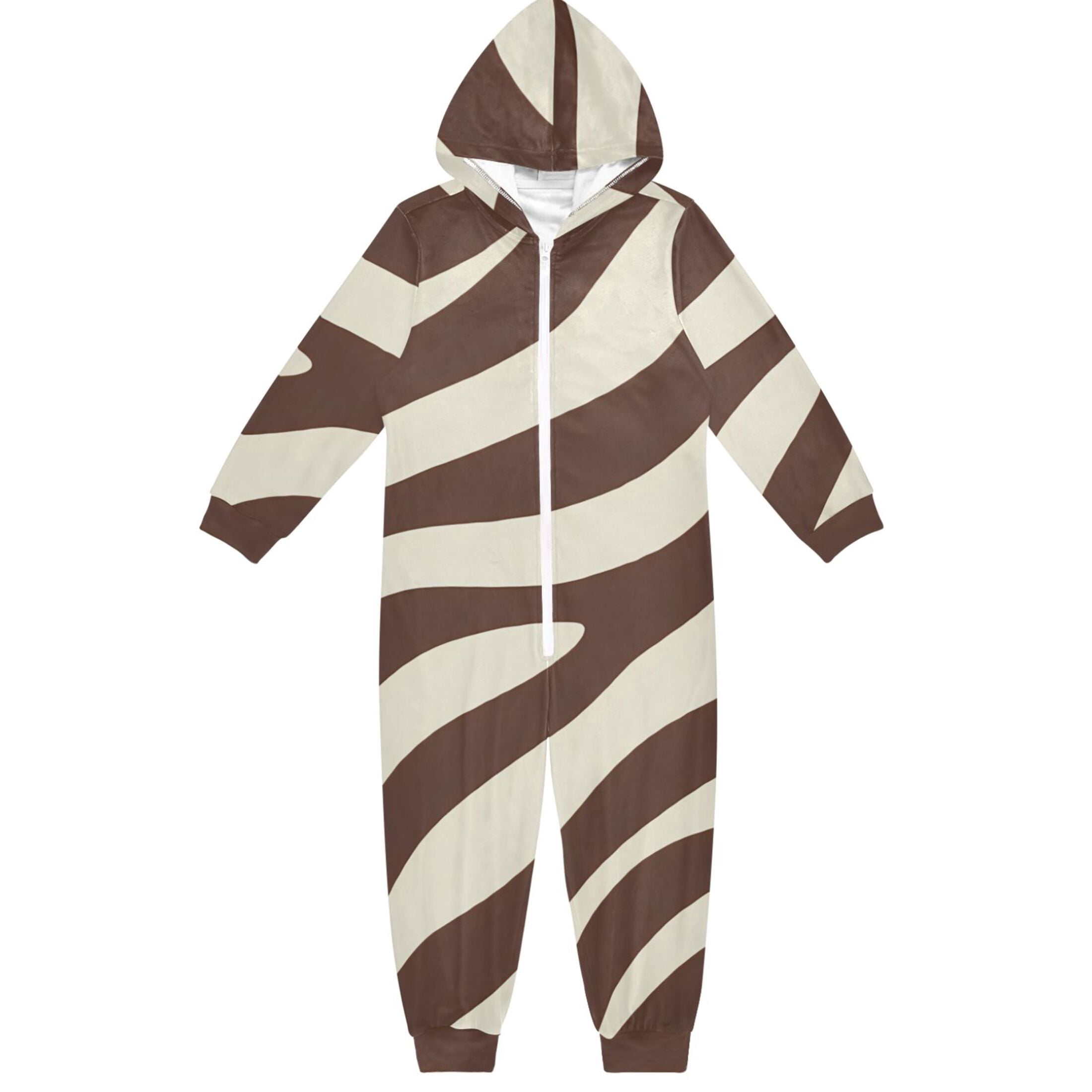 Dark Brown Zebra Pattern One Piece Pajamas Soft Jumpsuit Cozy Sleep and ...