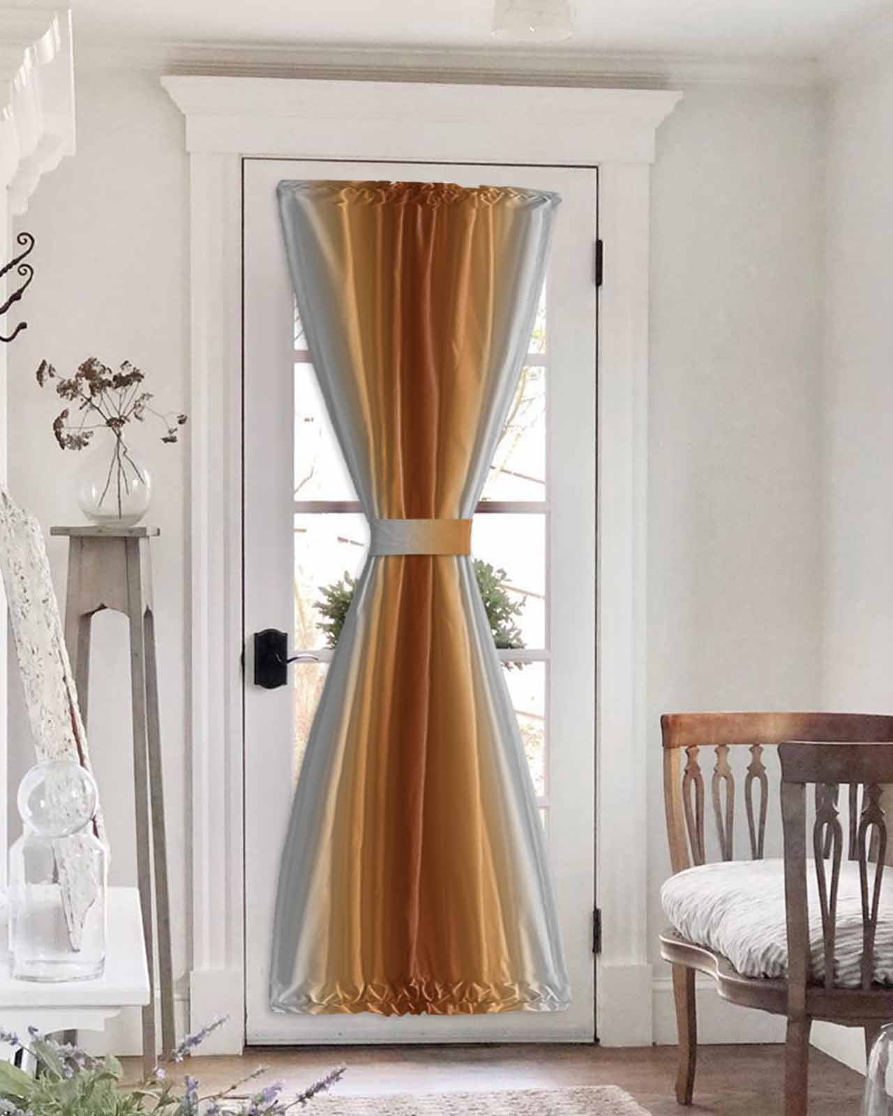 Dark Burnt Orange Grey Ombre Blackout Curtains, French Door Curtains ...