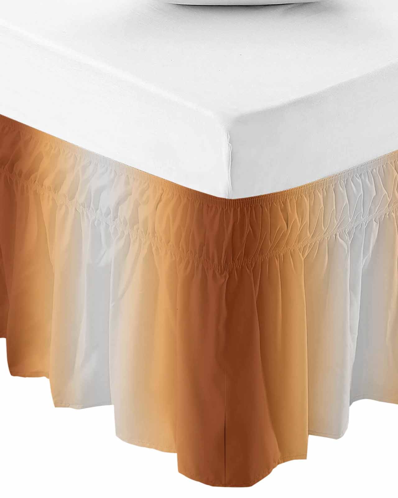 Dark Burnt Orange Ombre Bed Skirt King Size 16 Inch Drop, Wrap Around ...