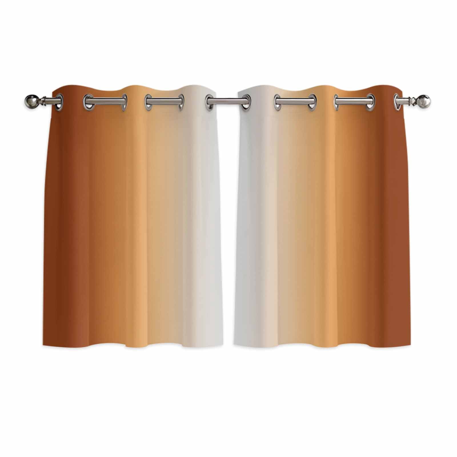 Dark Burnt Orange Ombre Kitchen Curtains Window Panels, Modern Grey ...