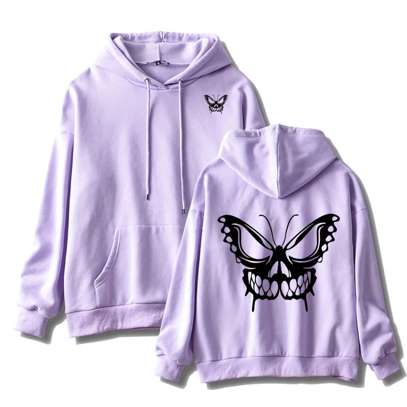 Dark Butterfly Print Hoodie - Multi - color Trendy Style with Unique ...