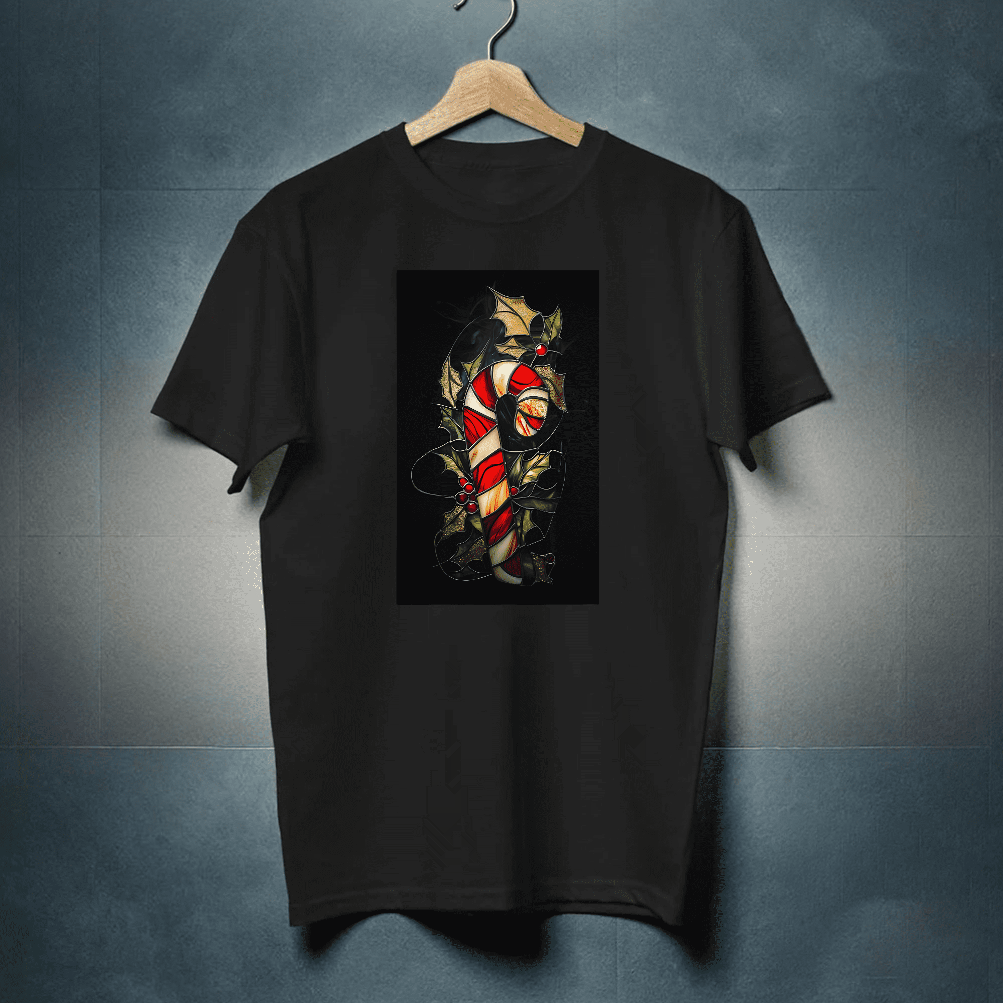 Dark Candy Cane Holly Stained Glass Christmas Tough Phone Case iPhone ...