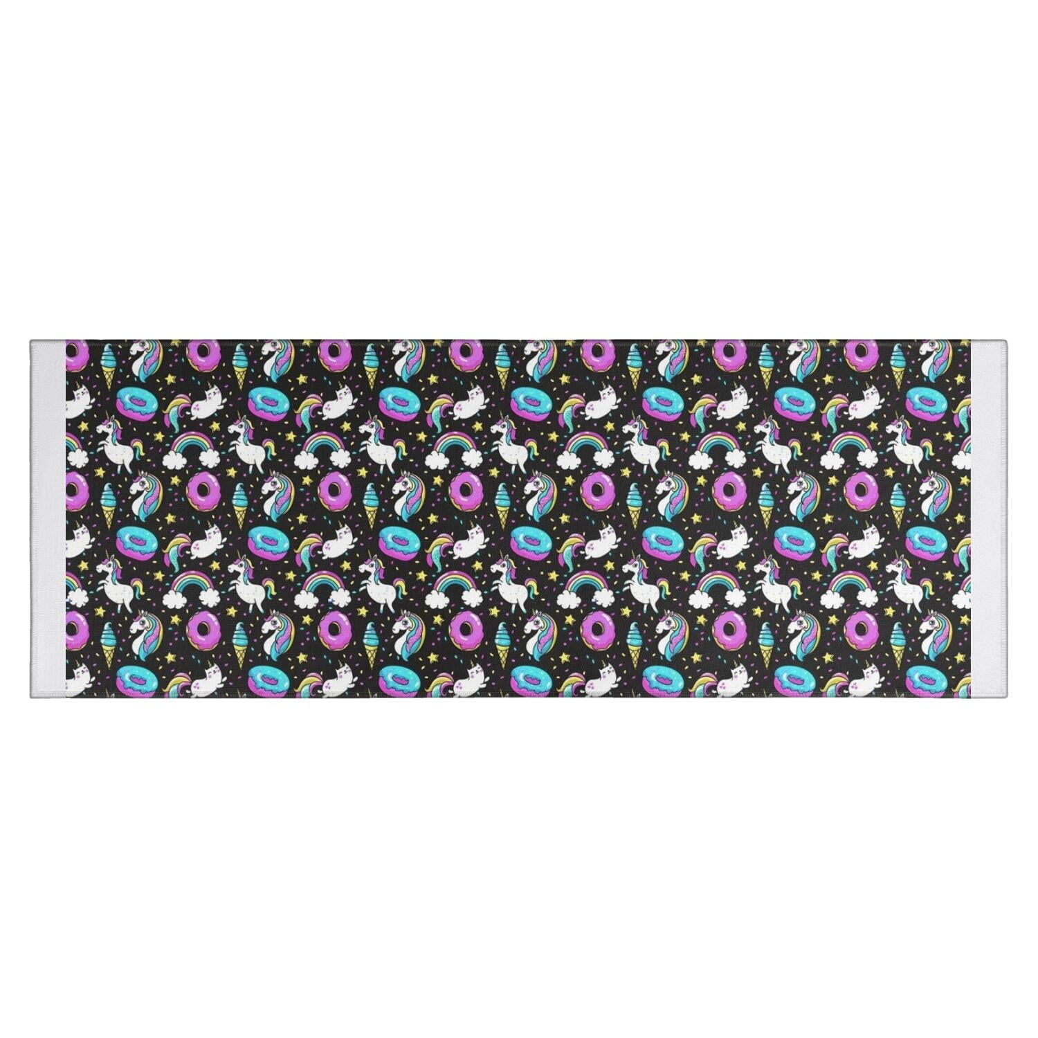Dark Cartoon Unicorn Donut Ice Cream Pattern Kitchen Rug Mat,Kitchen ...