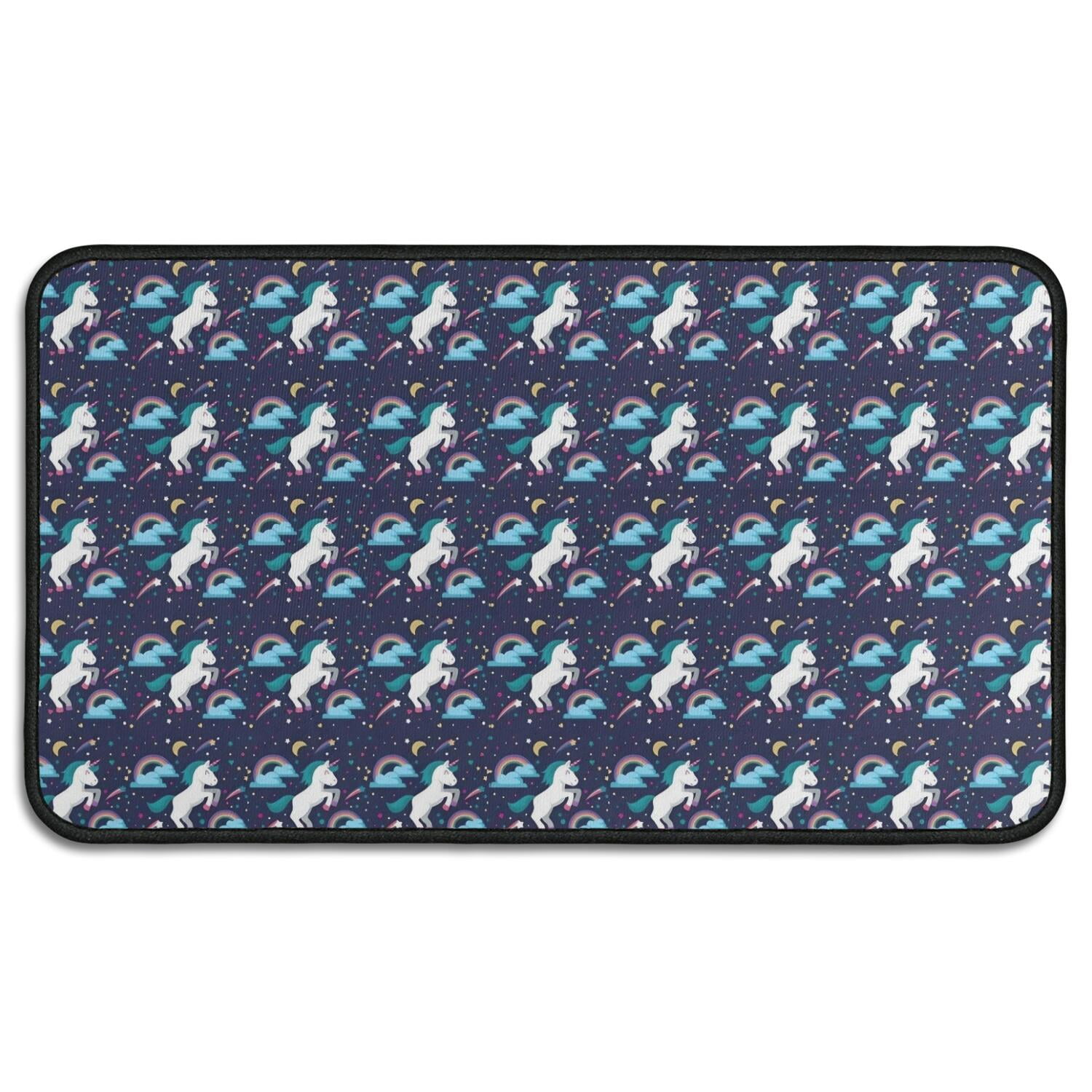 Dark Cartoon Unicorn Rainbow Cloud Pattern Door Rugs,Washable Non Slip ...