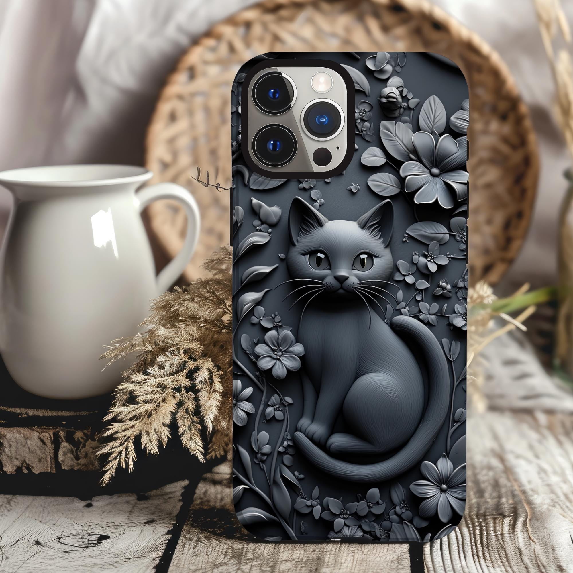Dark Cat Art Case With Moody Vintage Feline Illustration for iPhone 17 ...