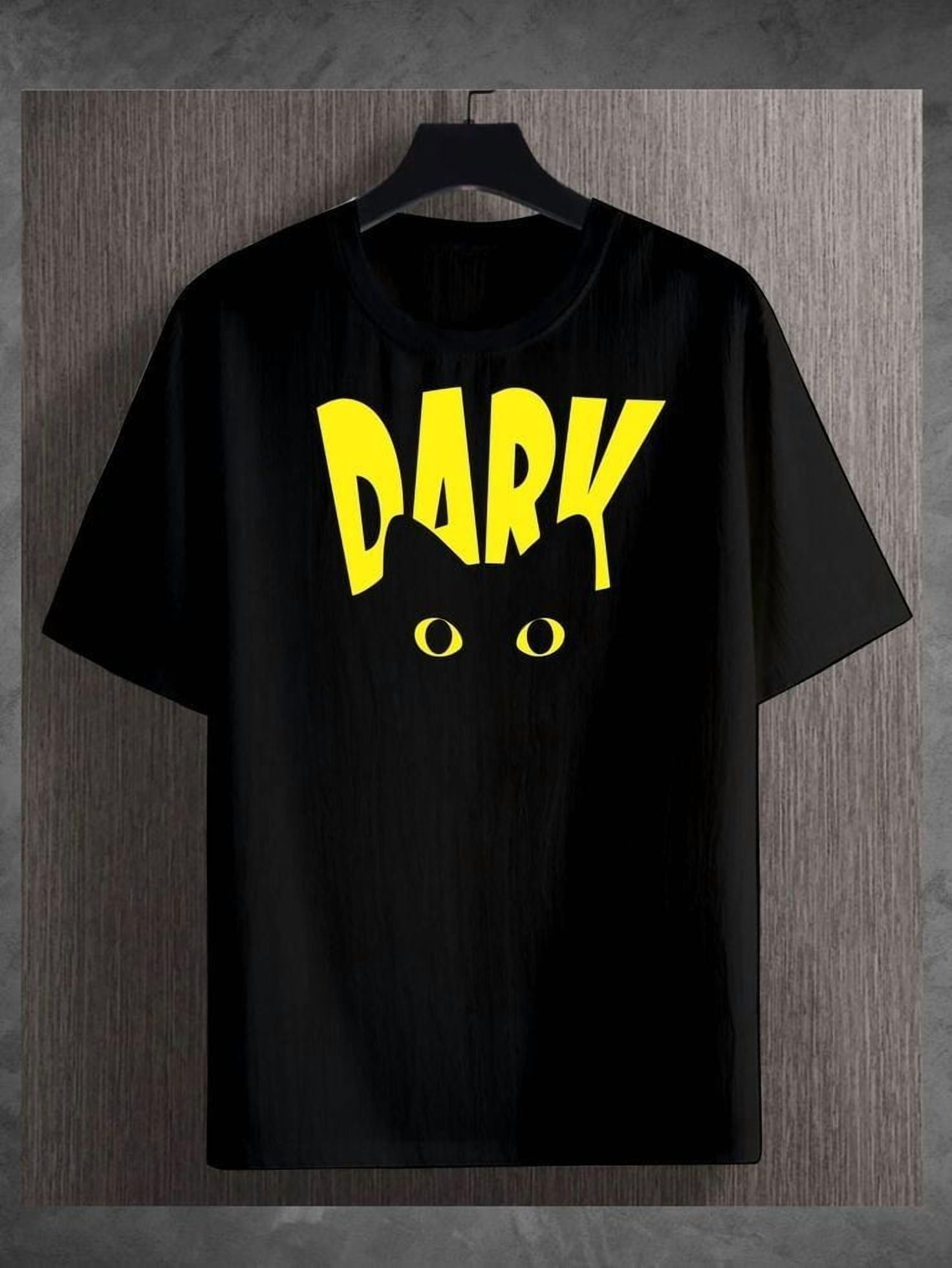 Dark Cat Eyes Graphic Tee Bold Yellow Lettering Mysterious Feline ...