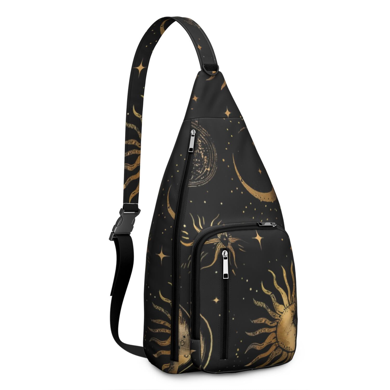 Dark Celestial Chest Bag - Gothic Moon & Star Pattern, Waterproof Tear ...