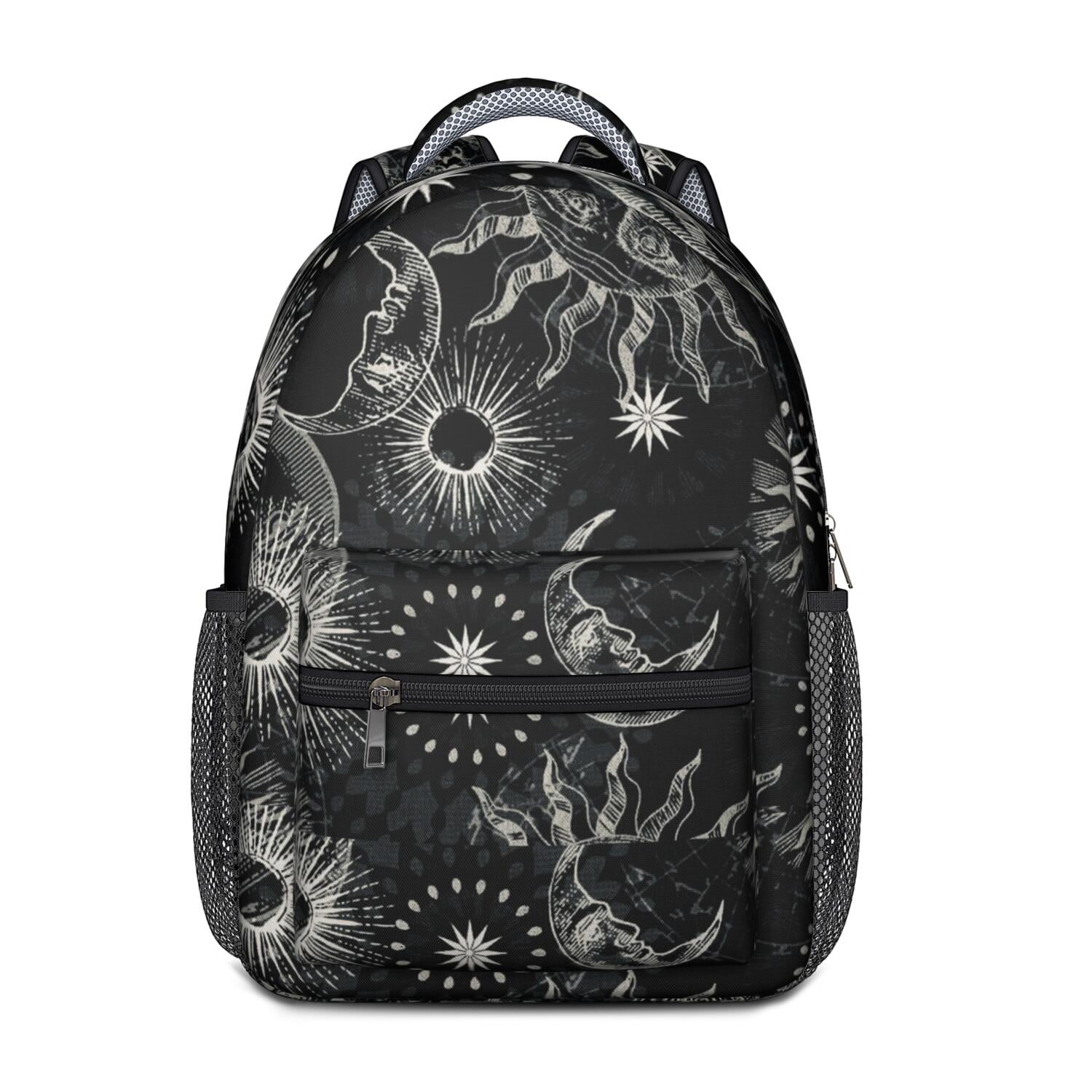 Dark Celestial Goth School Backpack – Gothic Moon & Star Pattern ...