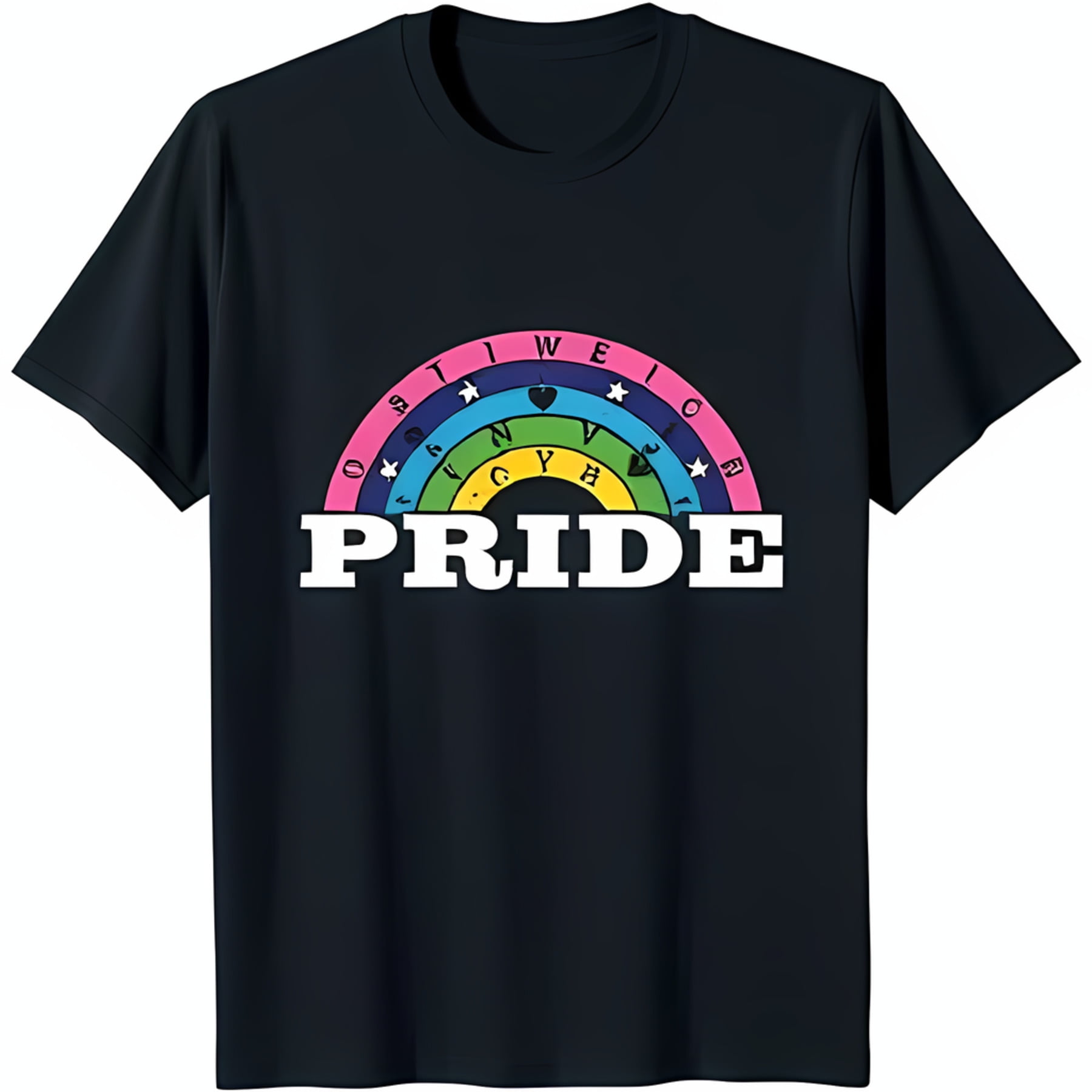 Dark Charcoal Neck T-Shirt with Bold 'PRIDE' and Rainbow Design ...