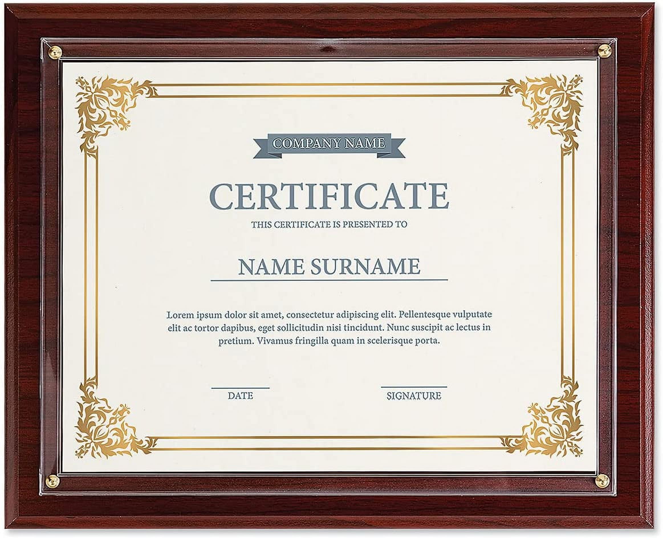 Dark Cherry Award Plaque - Slide-In 8.5x11 Certificate or Diploma, Wall ...