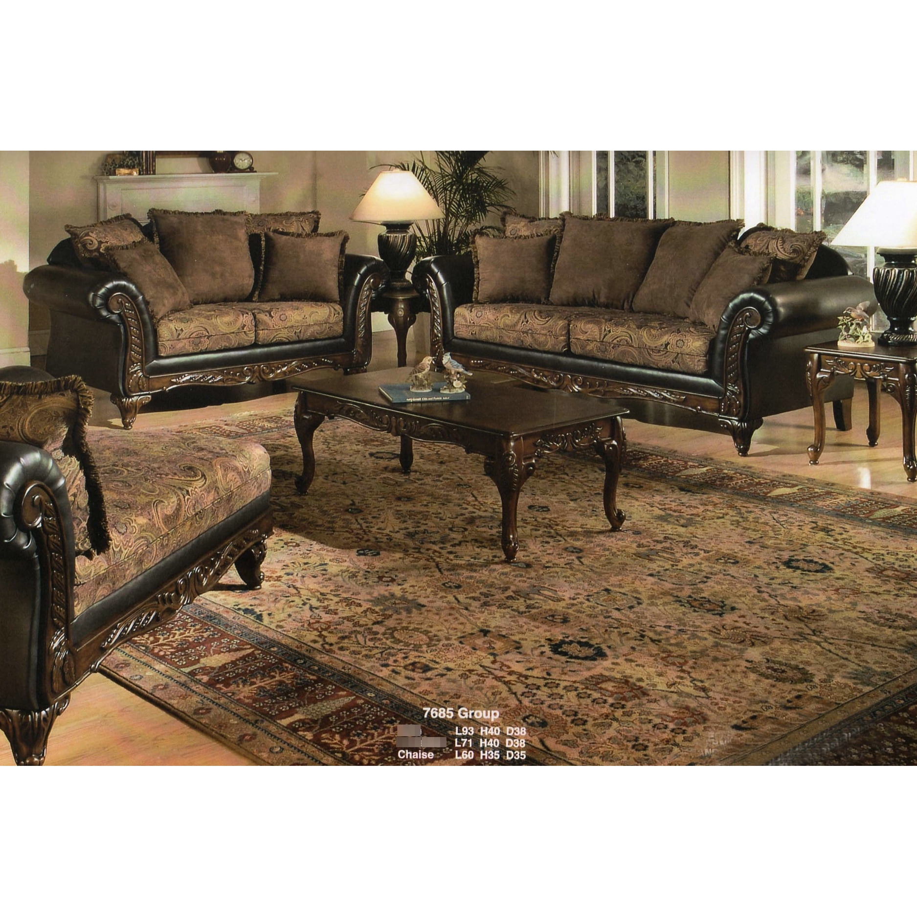 Dark Cherry Finish 3pc Coffee & End Tables, Ornate, Resin, Rectangular ...
