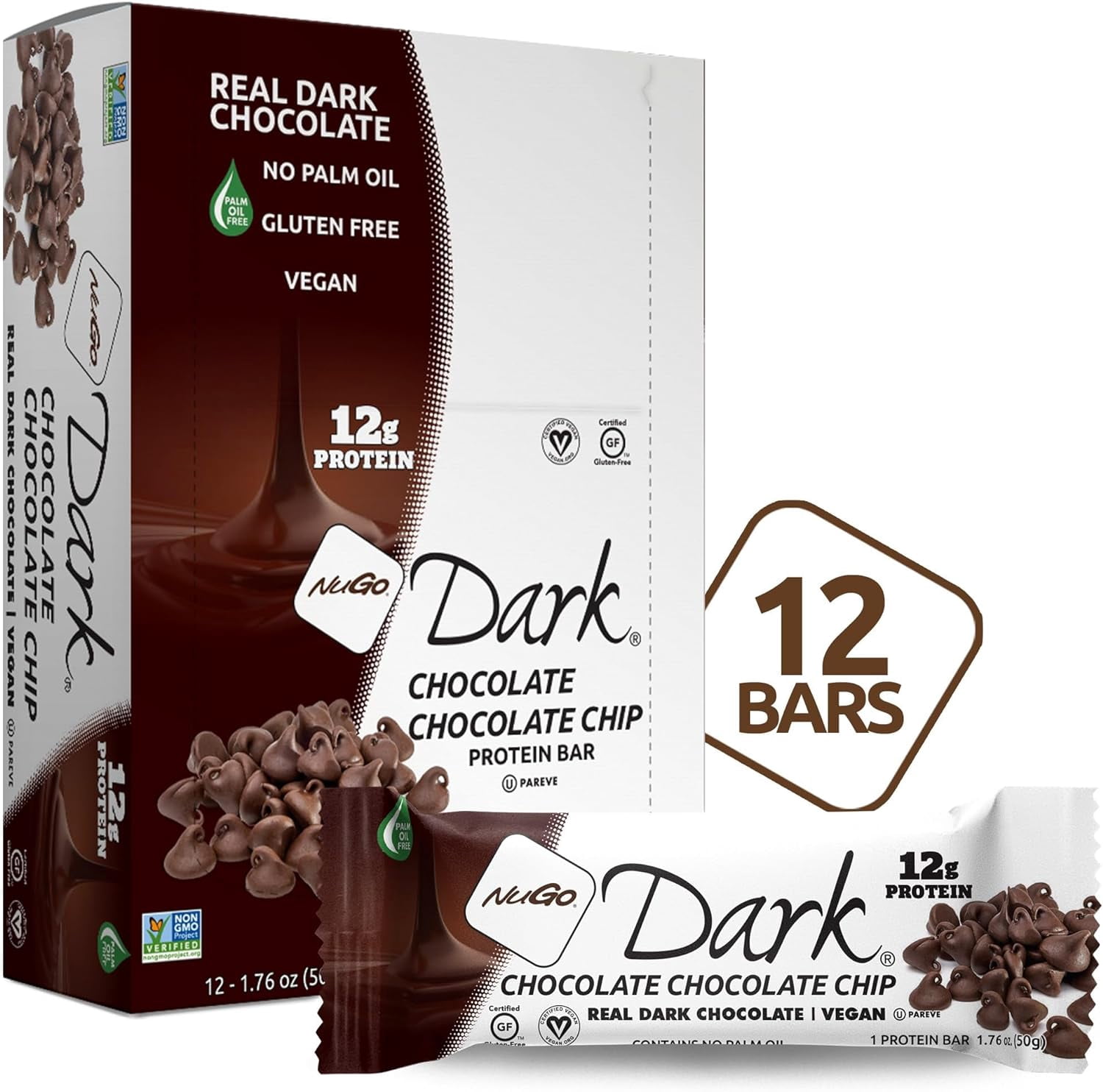 Dark Chocolate Chocolate Chip, 12g Vegan Protein, 200 Calories, Gluten ...