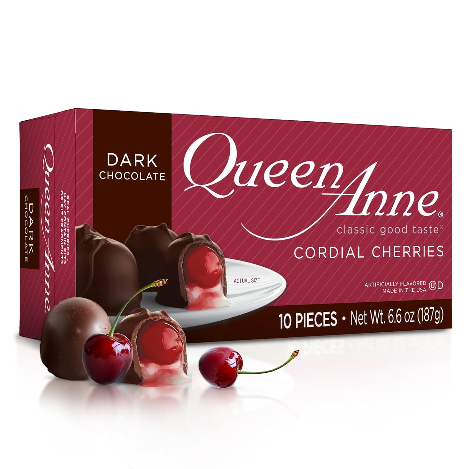 Dark Chocolate Covered Cordial Cherries | 6.6 oz | 10 Piece Gift Box ...