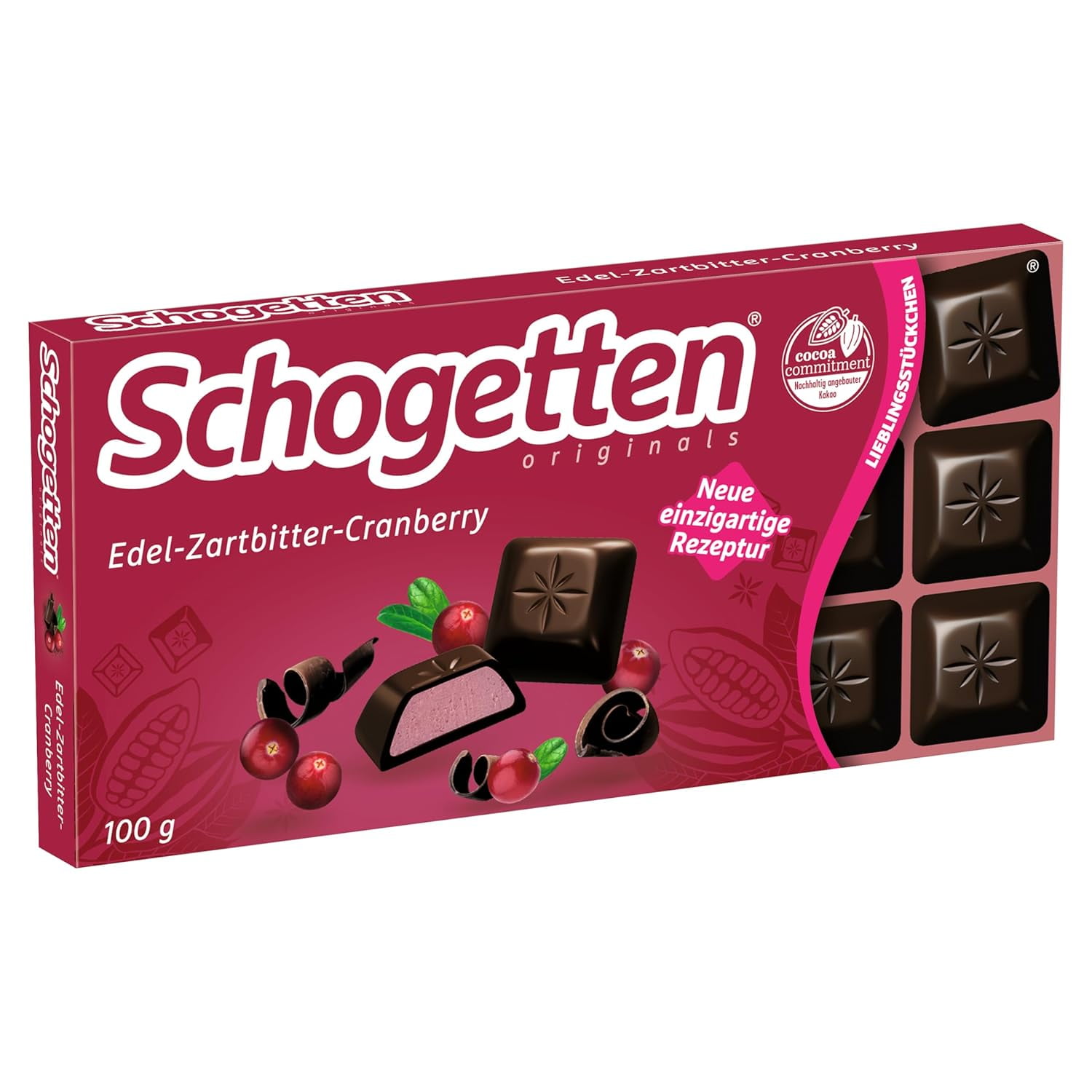 Dark Chocolate Cranberry Bar Candy Original German Chocolates 100g/3 ...