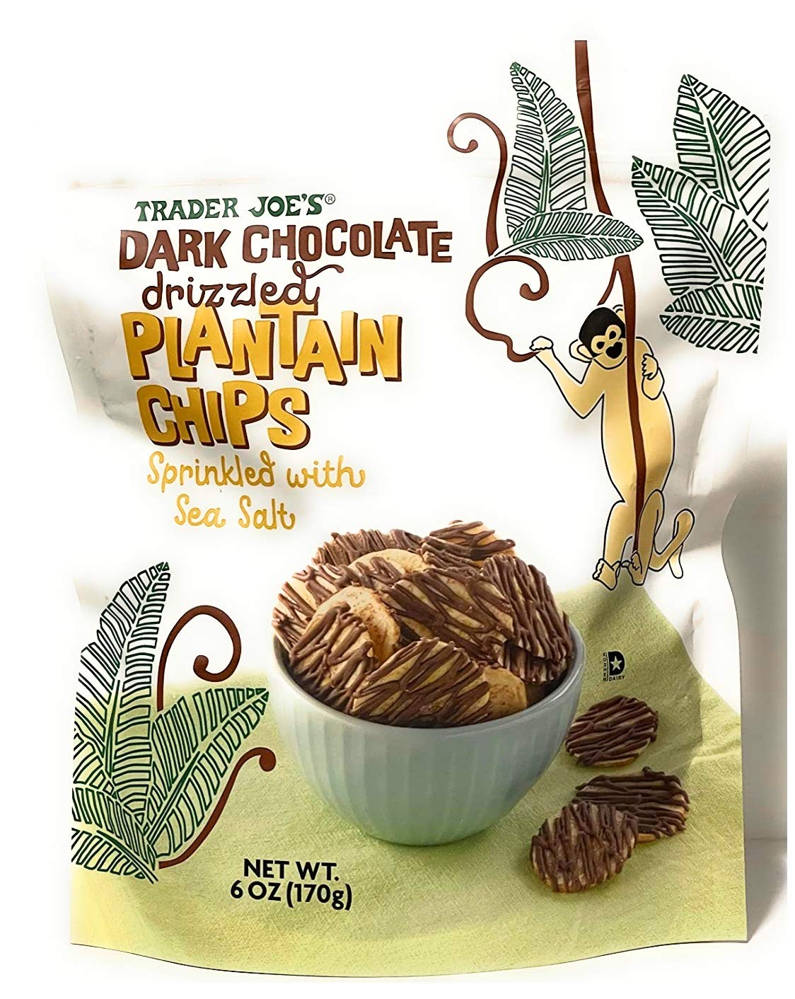 Dark Chocolate Drizzled Plantain Chips Sprinkled with Sea Salt,2 packages 6 Ounce each - Walmart.com