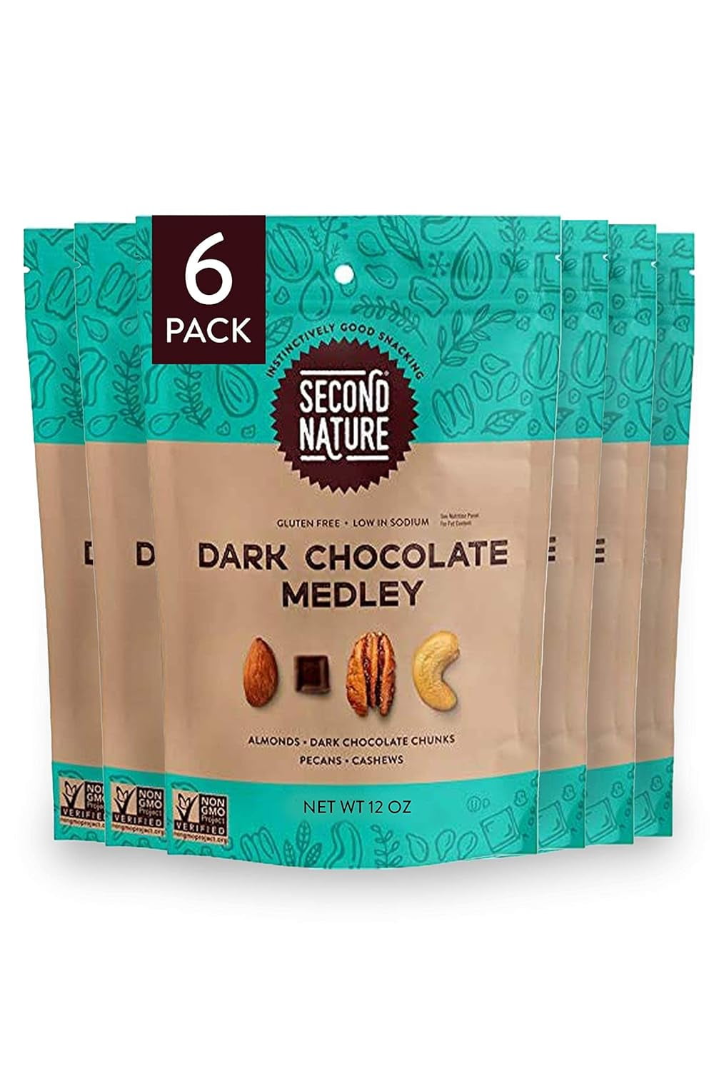 Dark Chocolate Medley Trail Mix 12 Oz Resealable Pouch Pack Of 6 Certified Gluten Free