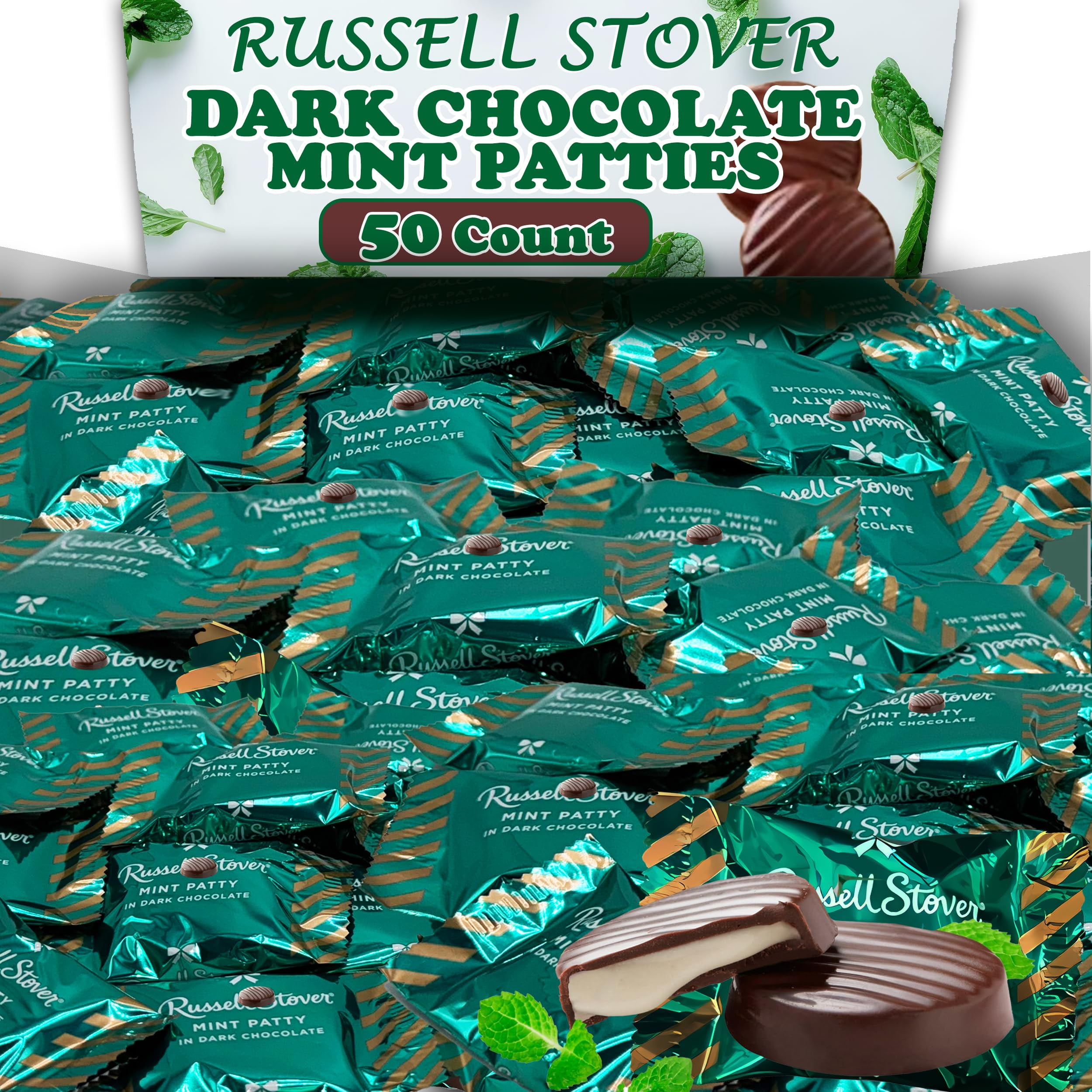 Dark Chocolate Mint Patties, 50 Count, Individually Wrapped Chocolate ...
