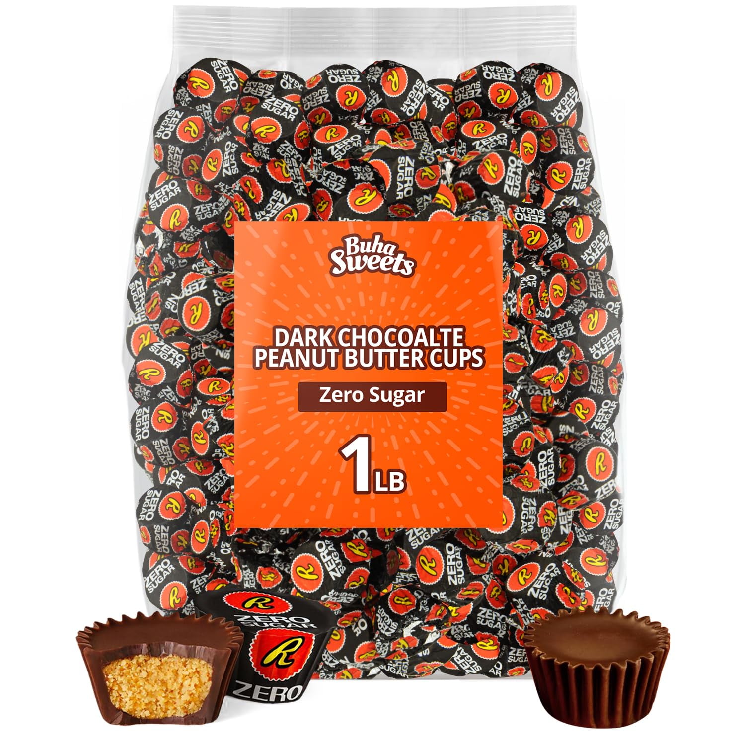 Dark Chocolate Zero Sugar YYF14 Peanut Butter Cups, Zero Sugar Dark Chocolate Candy, Great for ...