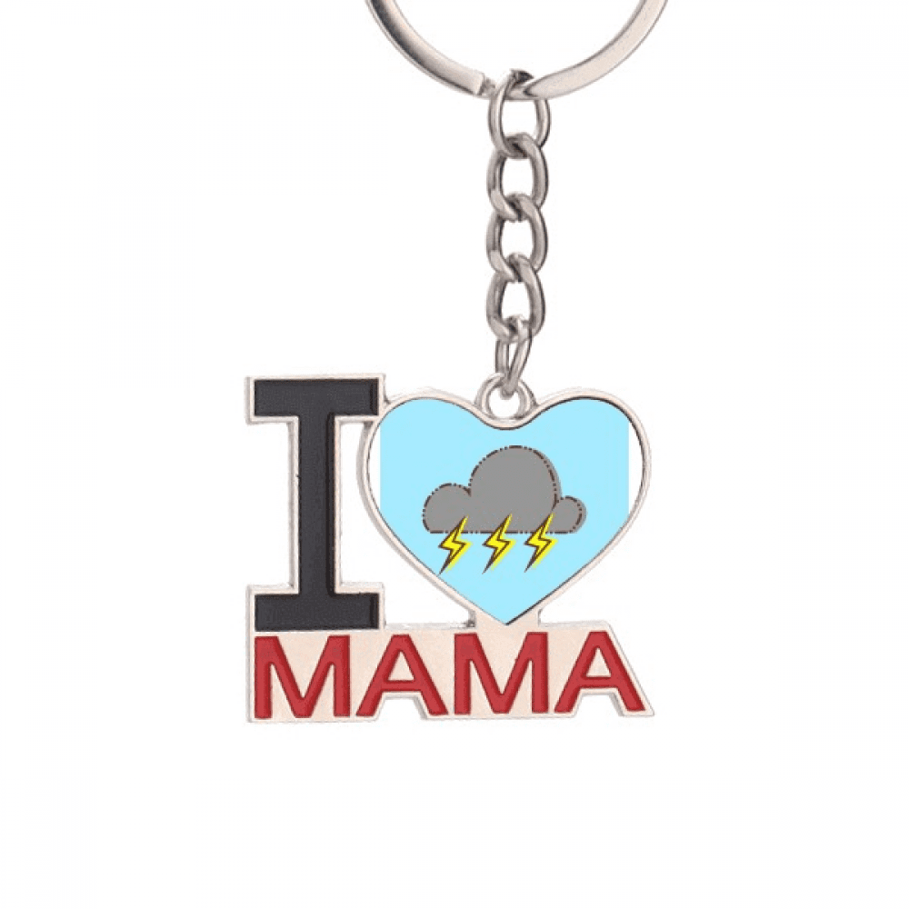 Dark Clouds Thunder Rain Keychain Metal Keyring Holder Love MAMA Mother ...