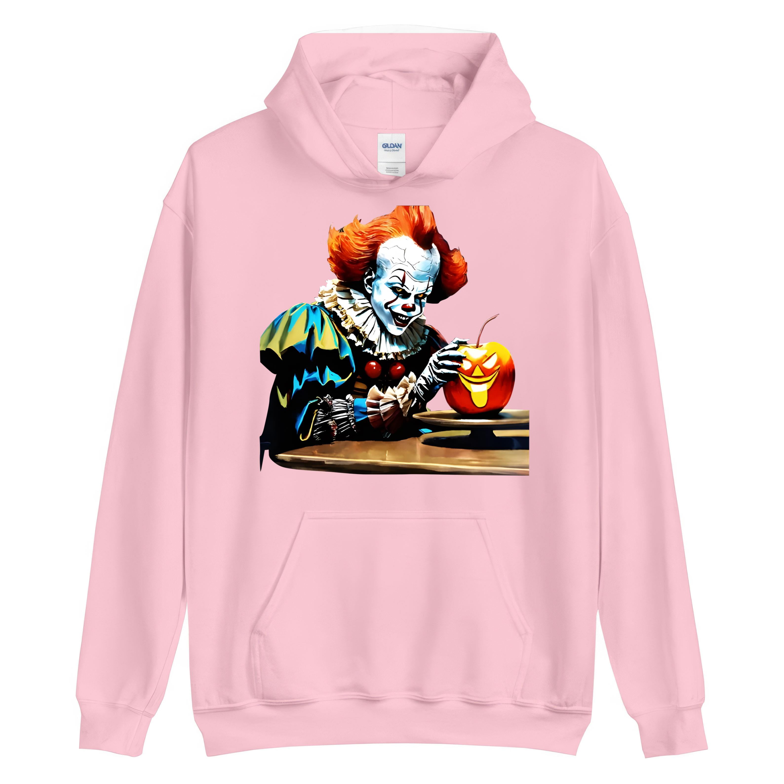 Dark Clown Holding Caramel Apple Sitting at a Table in Cityscape Shirt ...