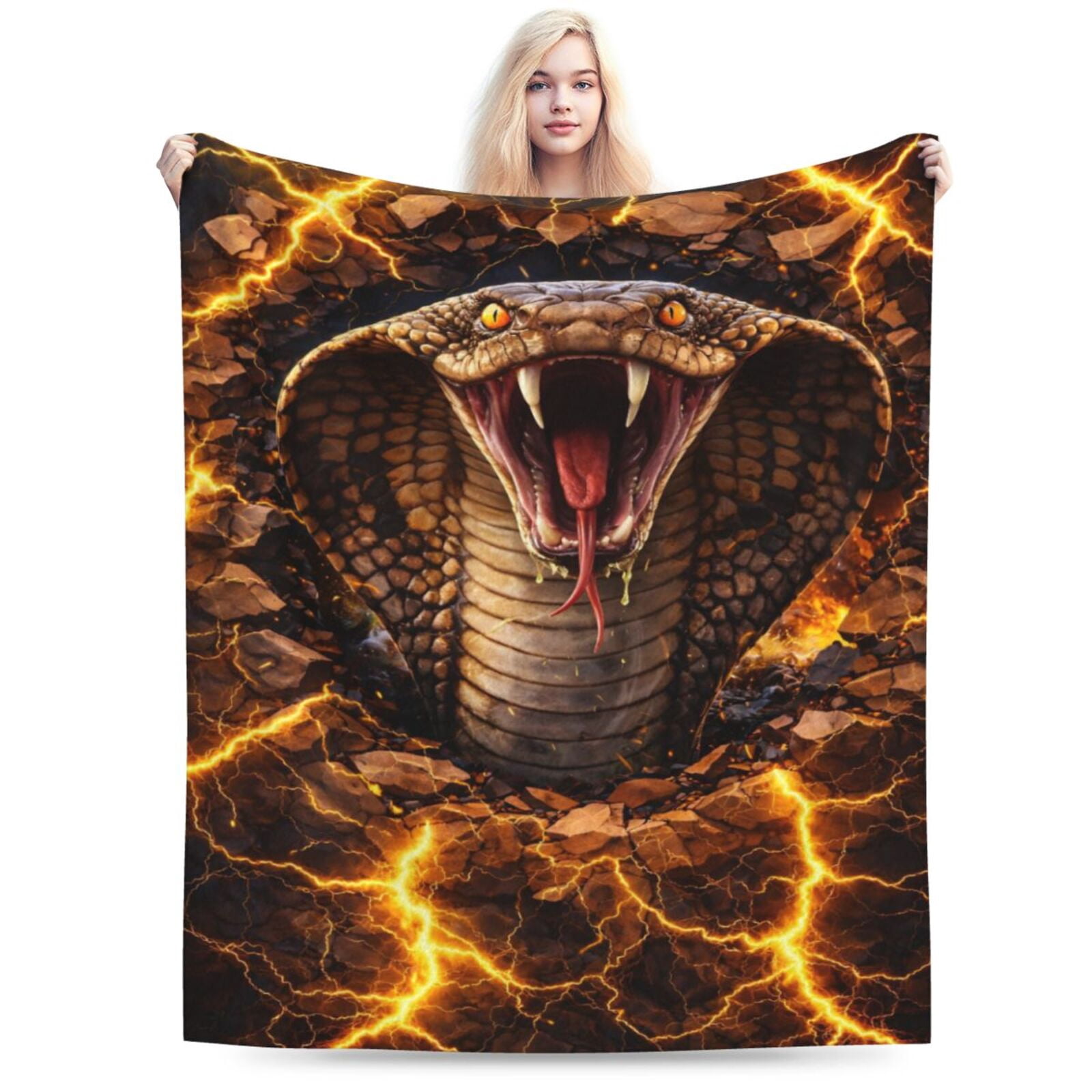 Dark Cobra Fantasy Throw Blanket, Soft Cozy Decorative Blanket for Sofa ...