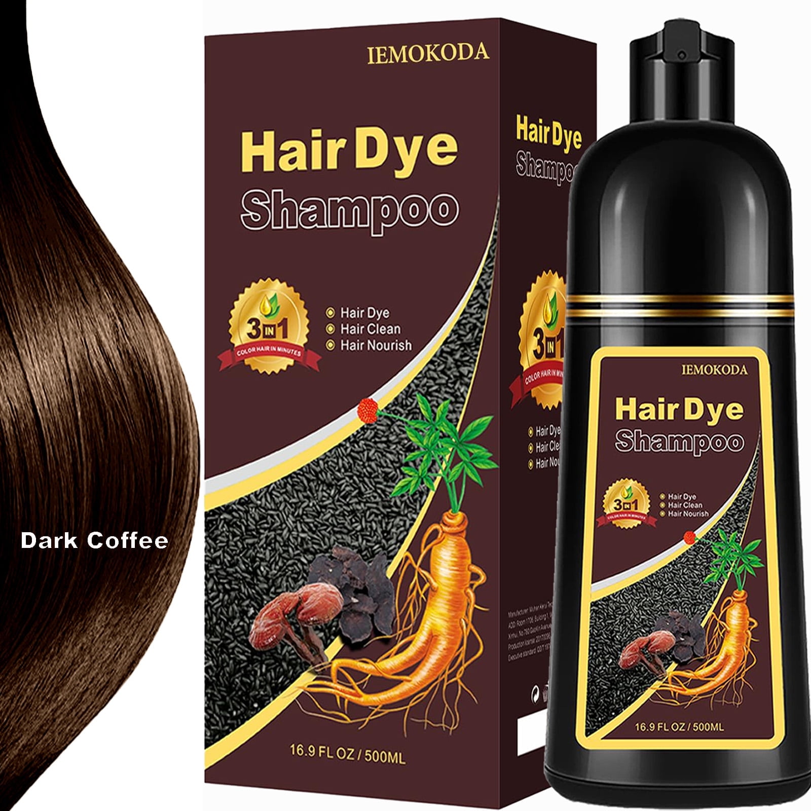 Dark Coffee Hair Dye, Hair Dye Shampoo for Women & Men, Color Shampoo ...