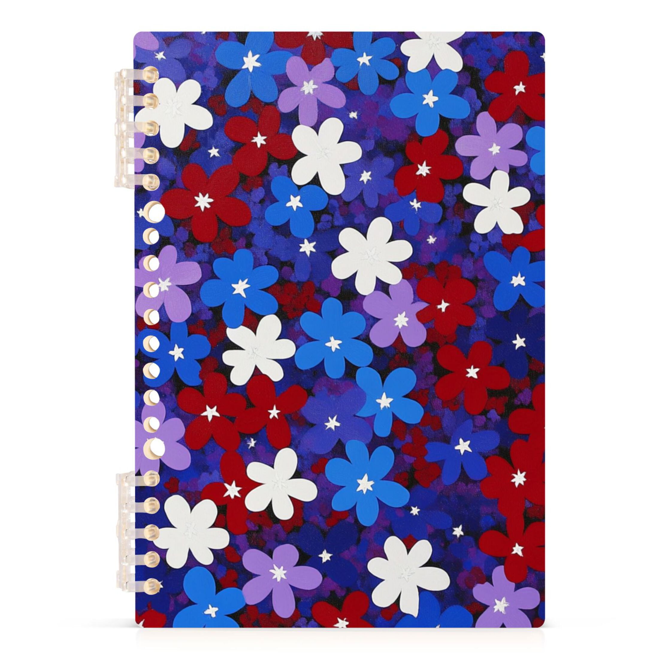 Dark Colorful Simple Flowers Lined Spiral Journal Notebook 60 Pages A5 ...