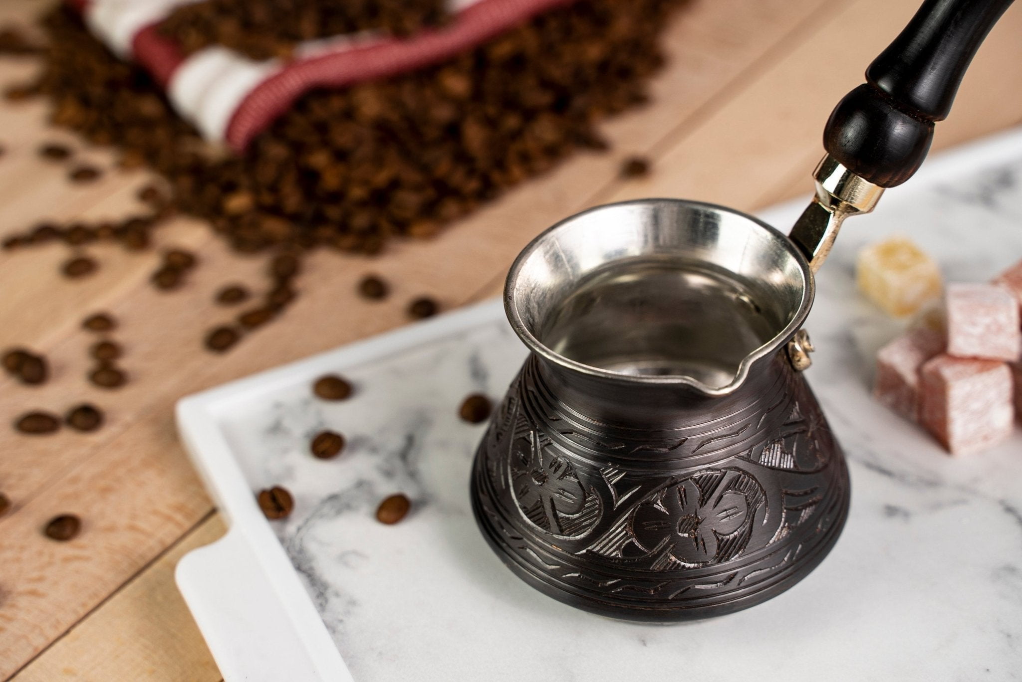 400 ml 100% Solid Dark Copper Turkish Coffee Pot – Handmade Copper ...